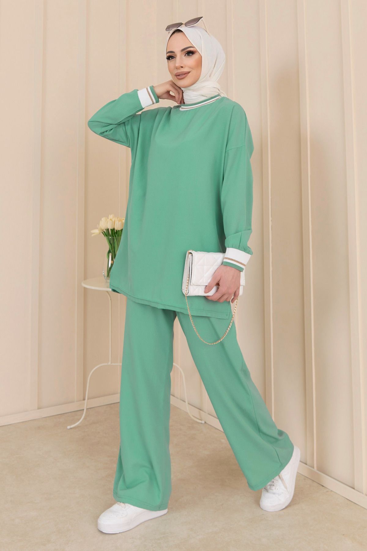 TOFİSA Modest Two-Piece Set - Green - Regular fit - Trendyol