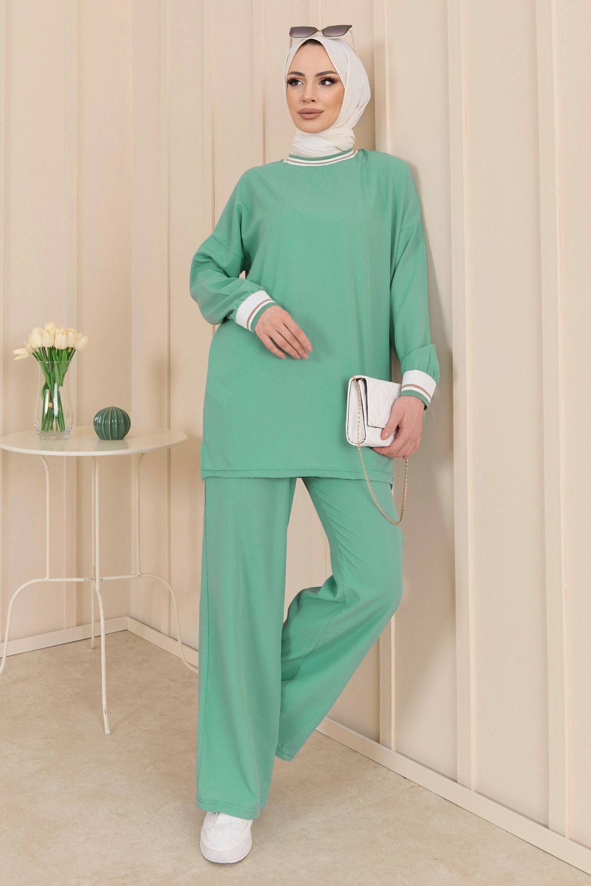 TOFİSA Modest Two-Piece Set - Green - Regular fit - Trendyol