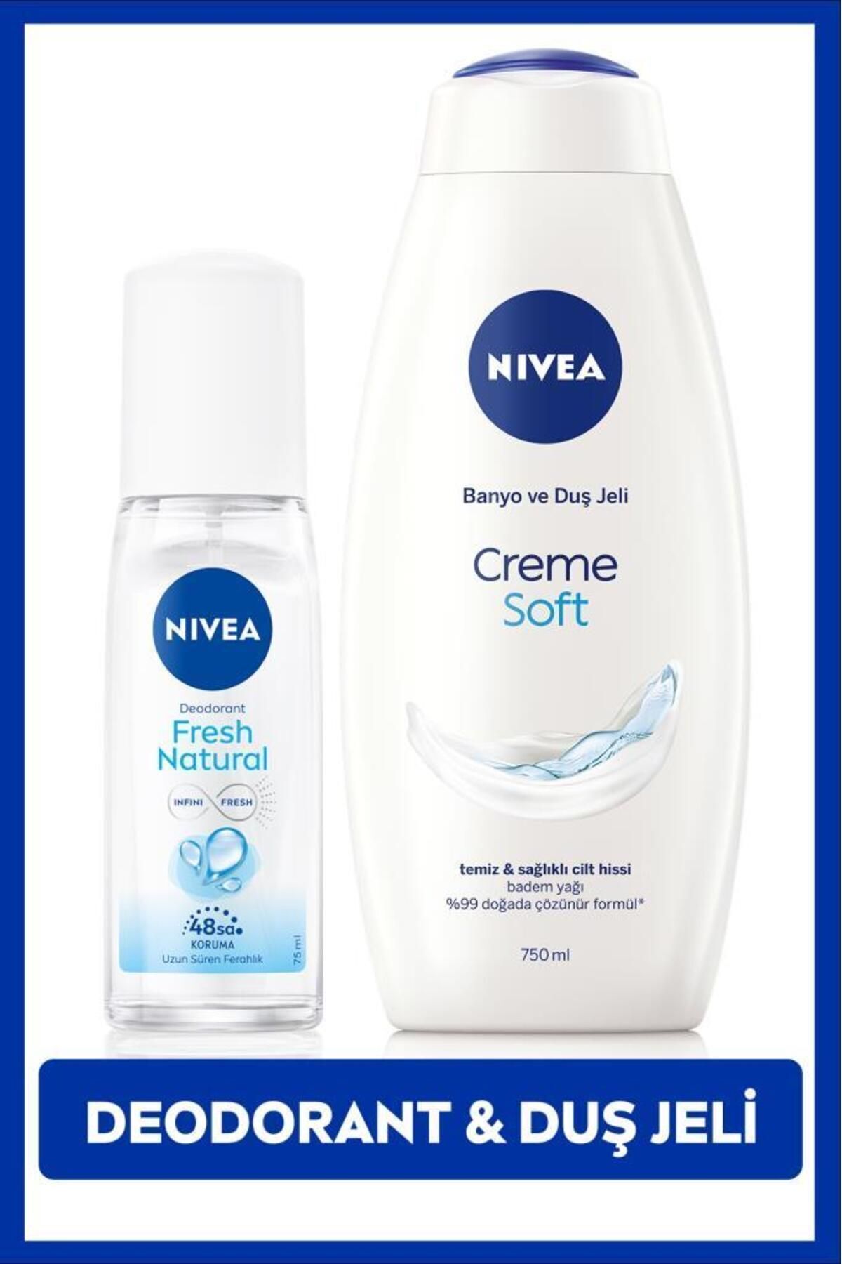 NIVEA Kadın Pump Sprey Deodorant Fresh Natural 75ml ve Creme Soft ...