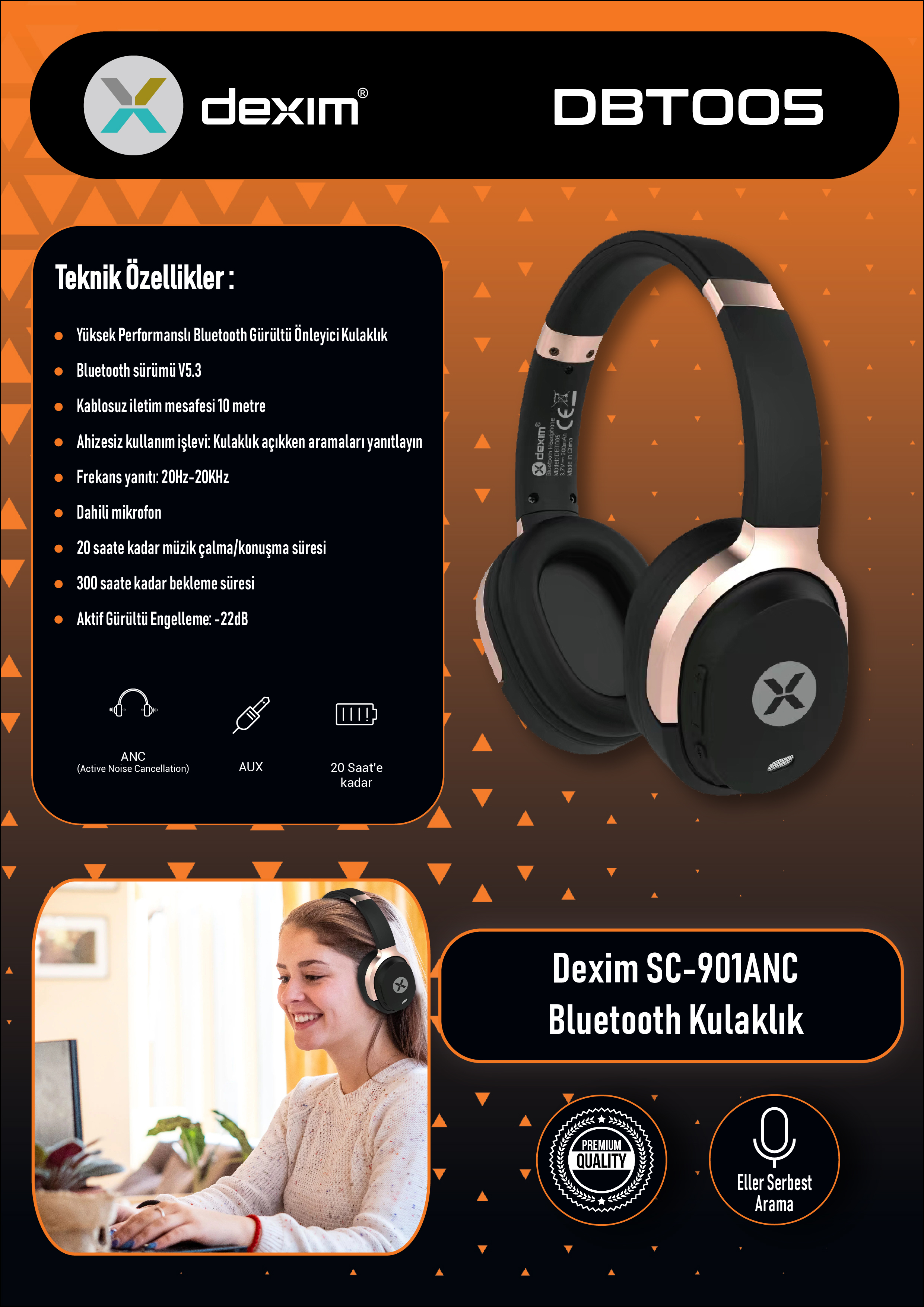 Dexim Sc-901anc Bluetooth Kablosuz Kafaüstü Kulaklık Siyah Fiyatı ...