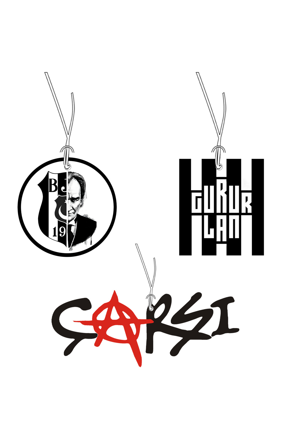 TARAFTAR KOKULARI Siyaz Beyaz 3'lü Karışık Paket 3 Tasarımlı Oto Kokusu ...