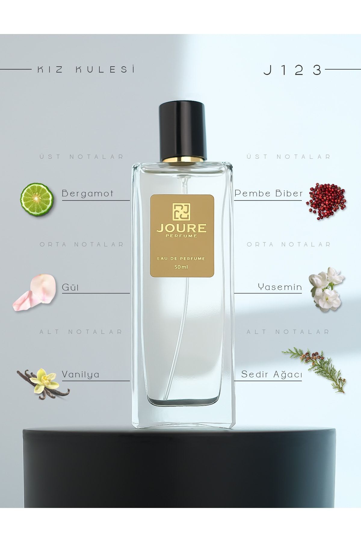 JOURE PERFUME J123- Beyaz Çiçekler Meyveli Pudralı Gül Kokulu Kalıcı ...