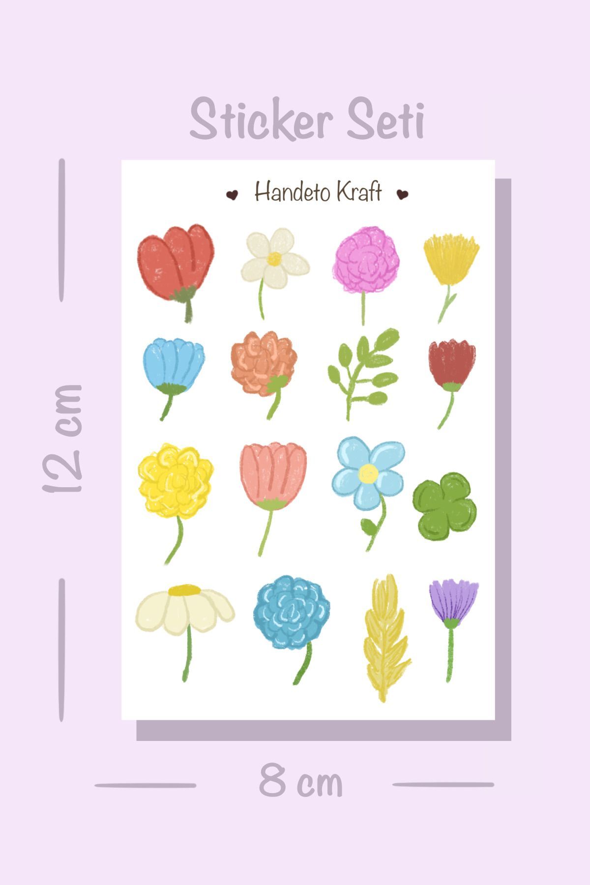 Handeto Kraft Çiçek Sticker Seti 8x12 Cm, Yapışkanlı Kağıt, Etiket ...
