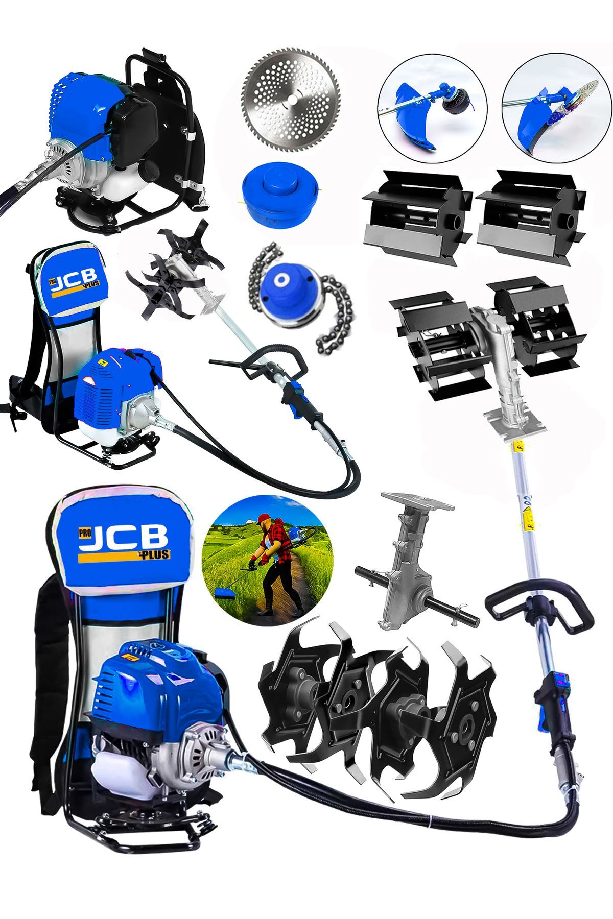 ProJCB Plus Germany G-tech Motor 20 Hp Sırt Tipi Çim Ot Çalı Tırpanı 2 ...