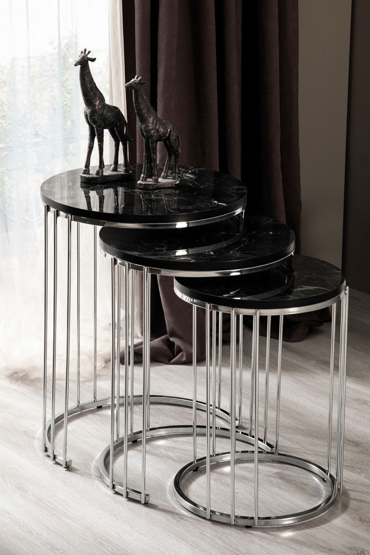 Mobievim Napoli Krom Metal Ayaklı Aynalı Zigon Sehpa 3'lüFiyatı ...