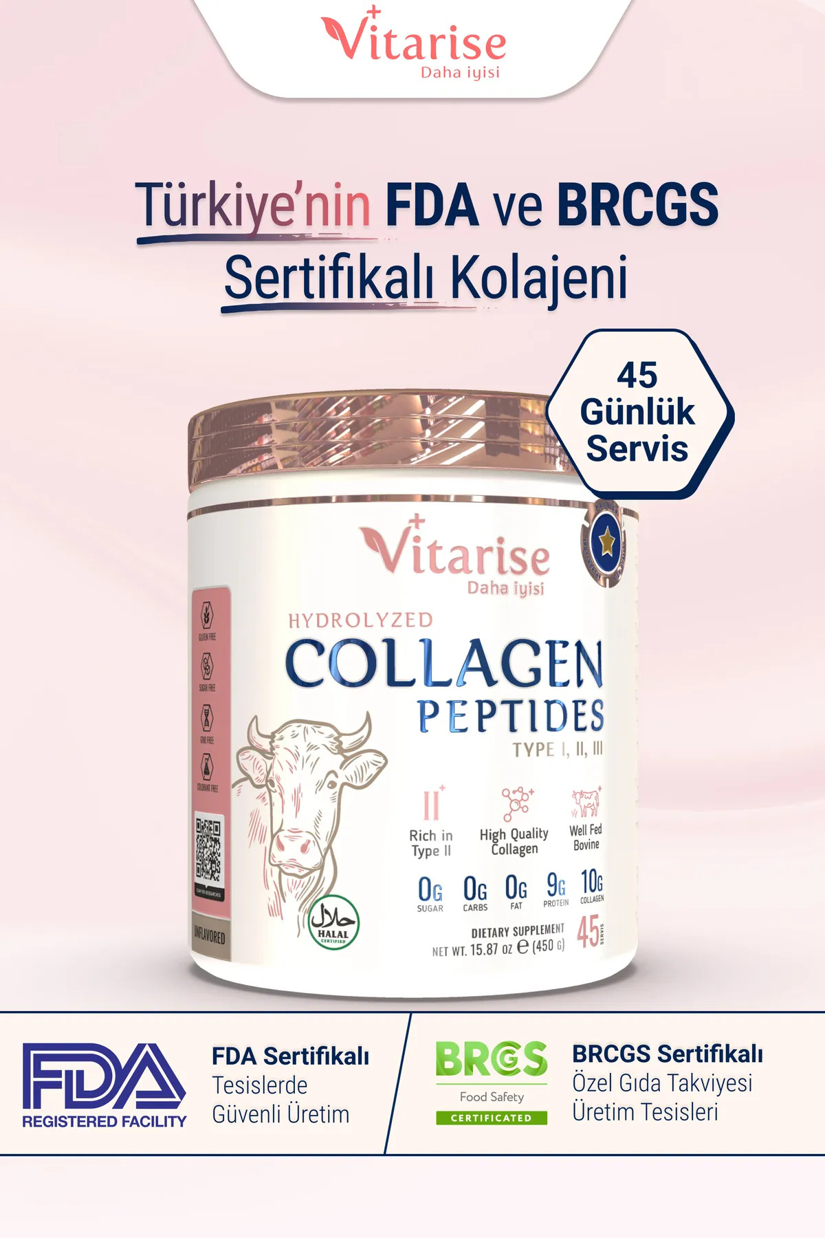 VİTARİSE İçimi Kolay Tatsız Ve Kokusuz Hidrolize Kolajen (TİP 1-2-3 ...