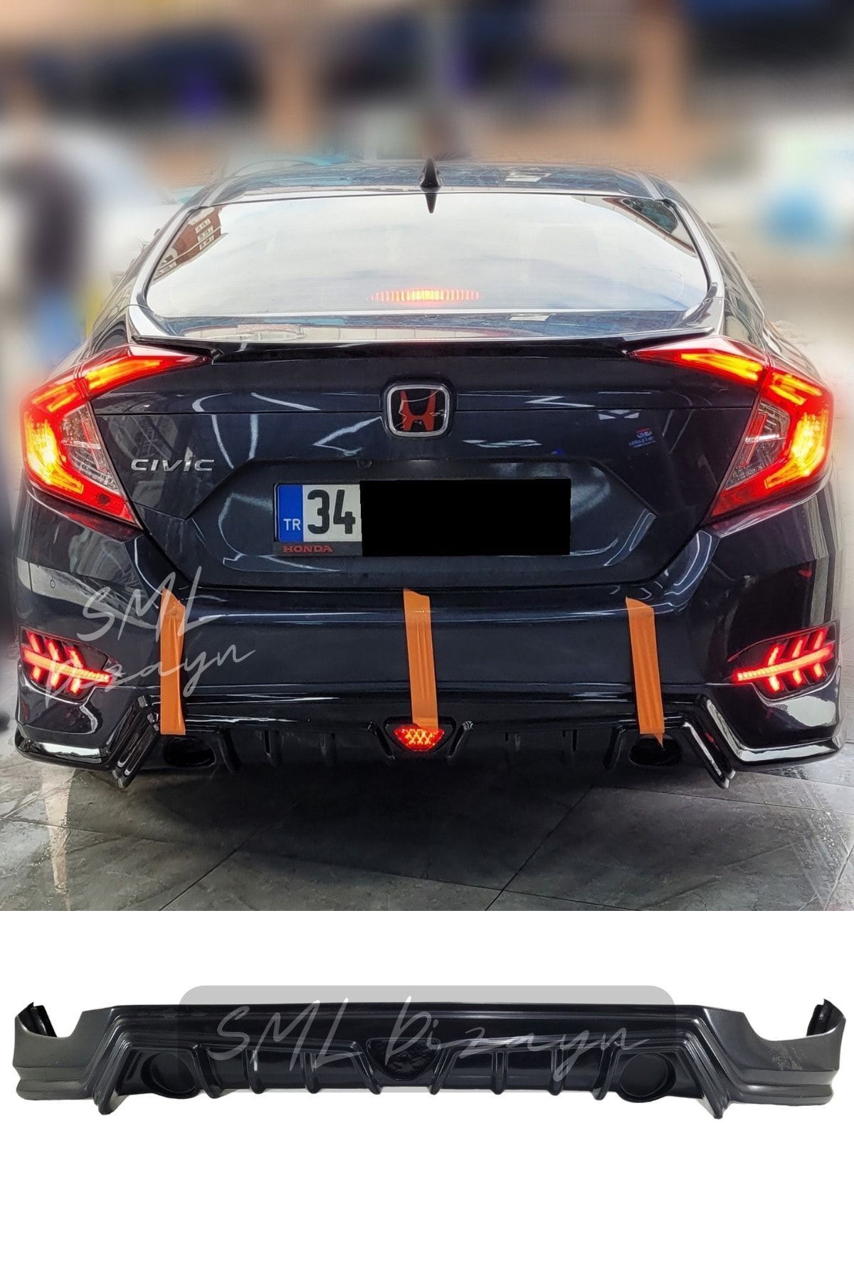 aksarabana Civic Fc5 2016-2021 Uyumlu Mugen Arka Ek-difüzör (plastik ...