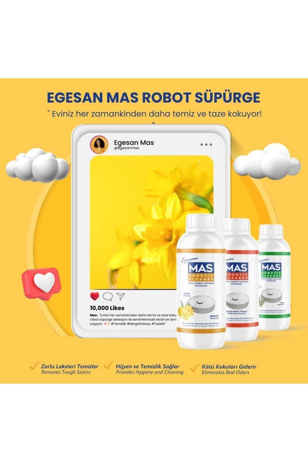 Mas akıllı robot süpürge deterjanı 3'lü set (beyaz sabun,çam kokulu ...