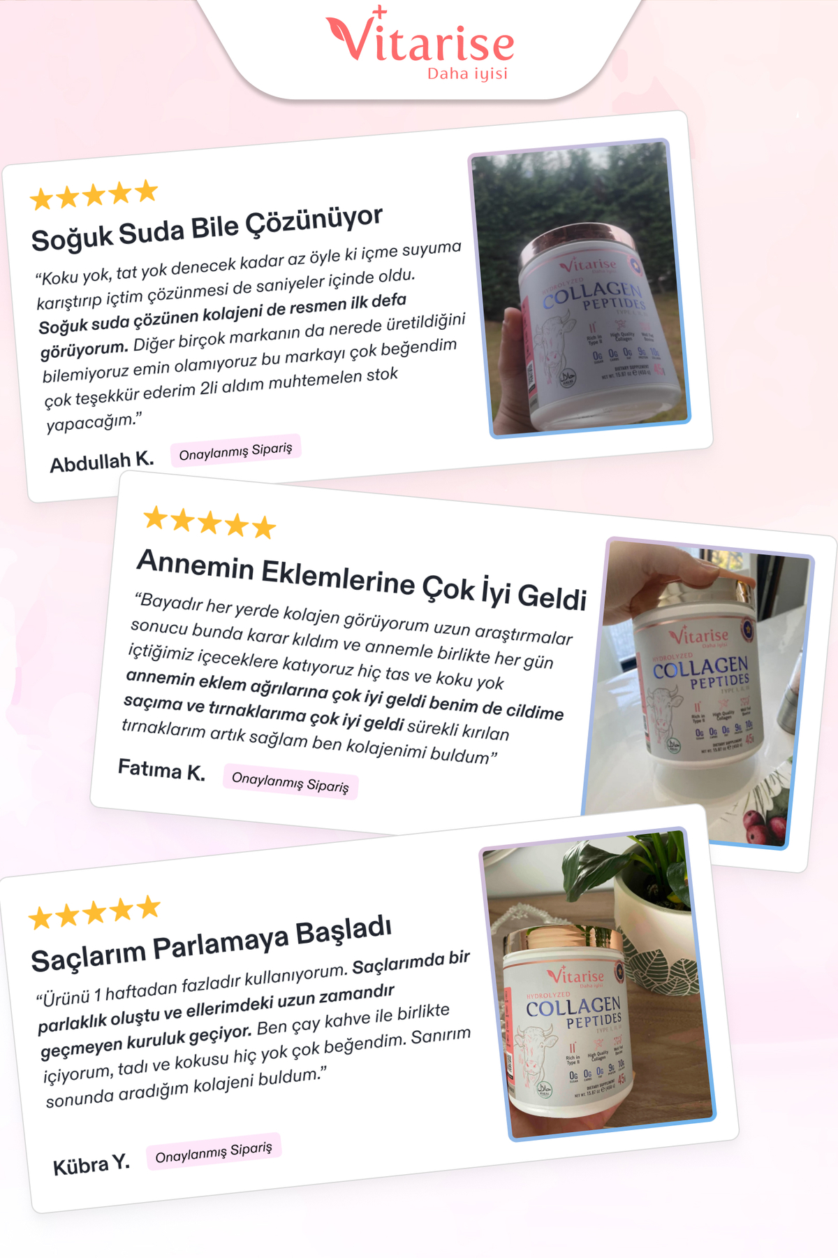 VİTARİSE İçimi Kolay Tatsız Ve Kokusuz Hidrolize Kolajen (TİP 1-2-3 ...