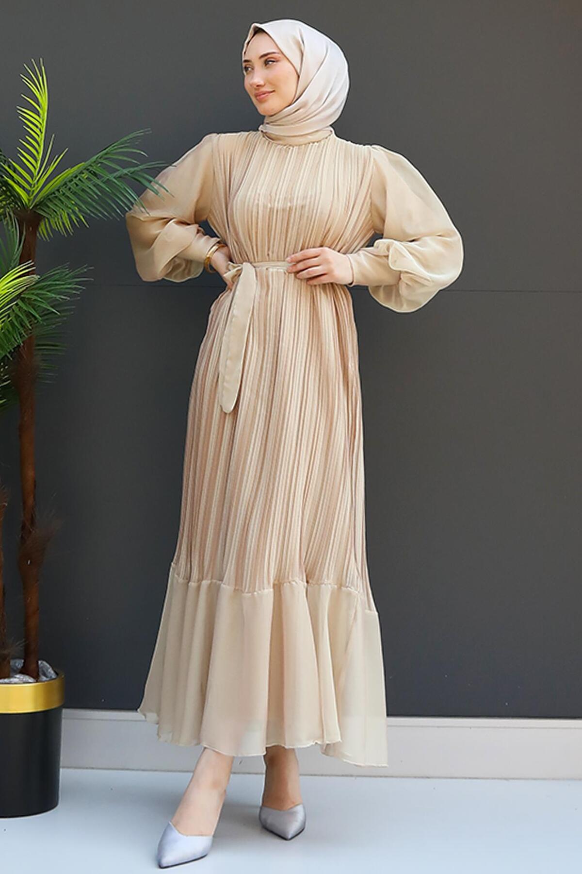 GİZ AGİYİM Piliseli Janjan Abiye Yansımalı Gold - Fiyatı, Yorumları