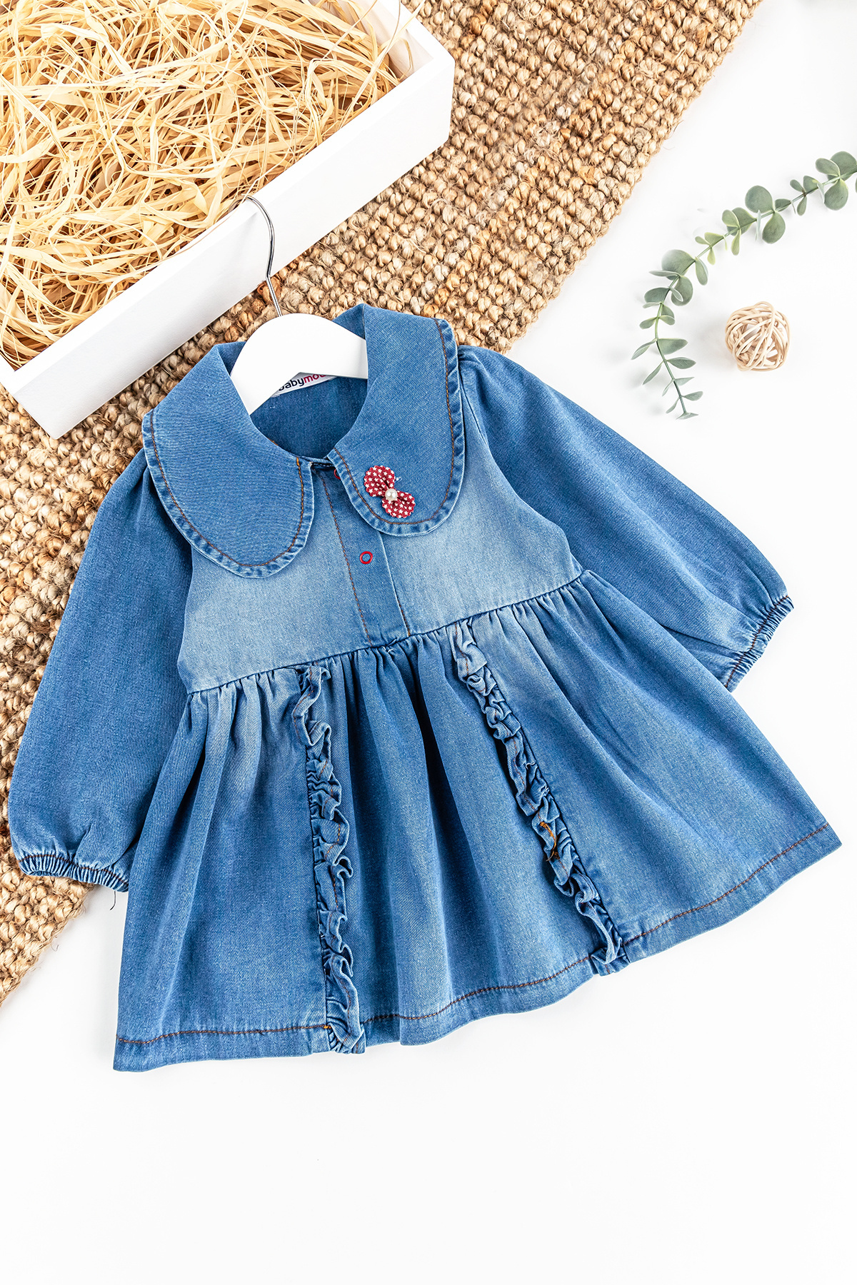 Babymod Bebe Yakalı Fiyonklu Denim Kız Bebek Elbise Kot ElbiseFiyatı, Yorumları - Trendyol