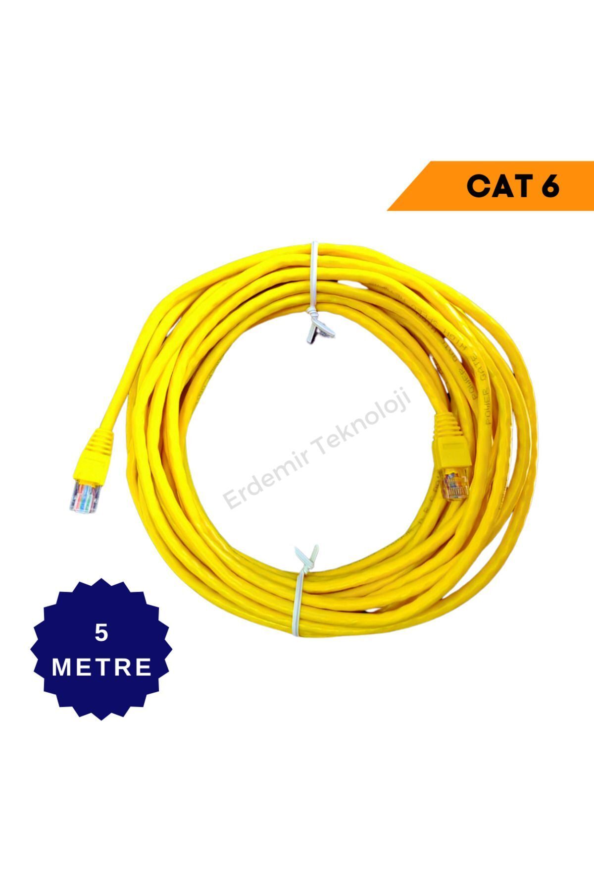 Cat 6 5 Metre Patch Network Internet Kablosu Sarı 5 Metre