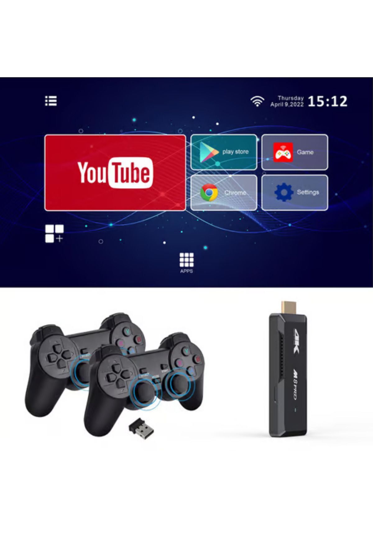 Wintoup Premium Seri M8 Pro Mini Android TV Box + Game Box Çift ...