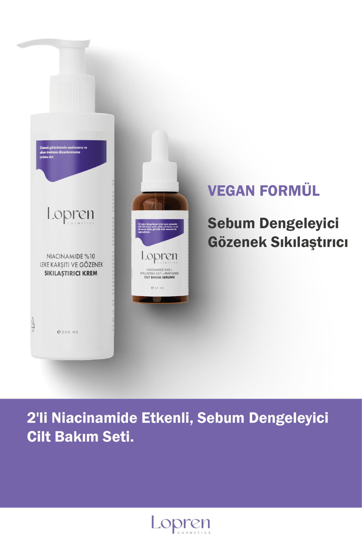 Lopren 2'li Niacinamide Etkenli, Sebum Dengeleyici Cilt Bakım Seti ...