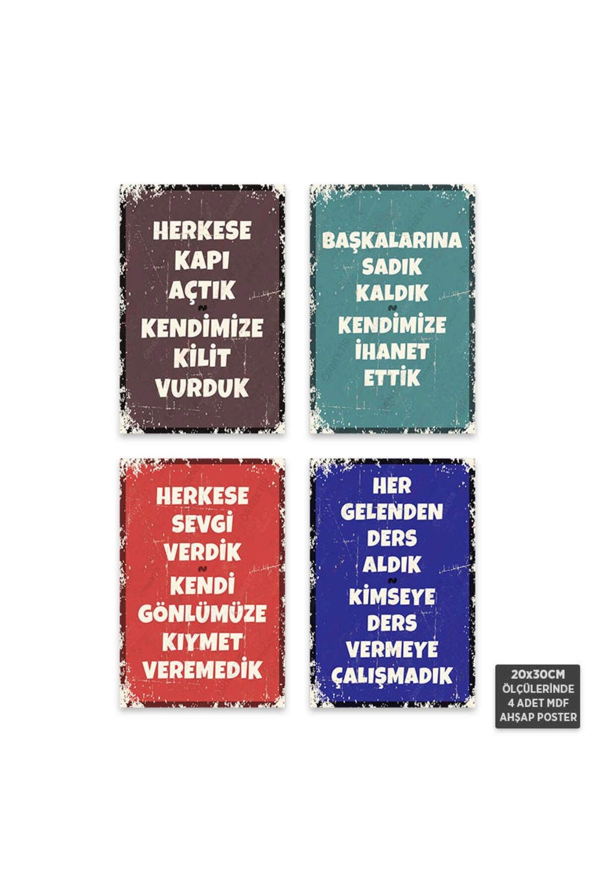 Hayal Poster PS1129 - Türkçe Retro Mdf Ahşap Poster Set (4 Adet ...