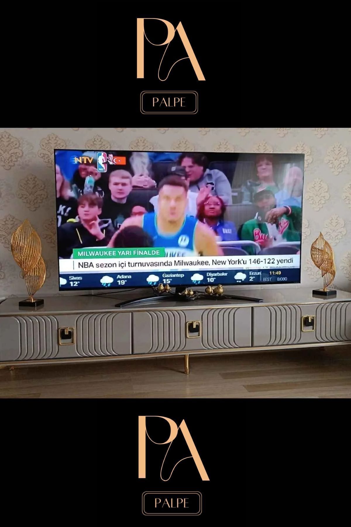 Palpe Gold 2'li Metal Dekoratif Obje Biblo Süs Eşya Salon Aksesuar Tv ...