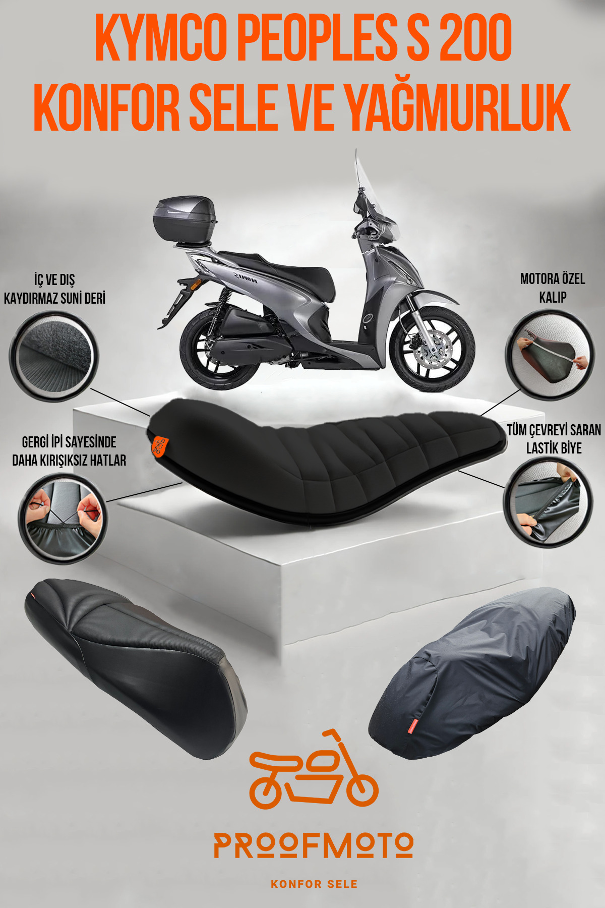 PROOFMOTO Kymco Peoples S 200i Konfor Sele Ve Yağmurluk Kılıf - Fiyatı, Yorumları