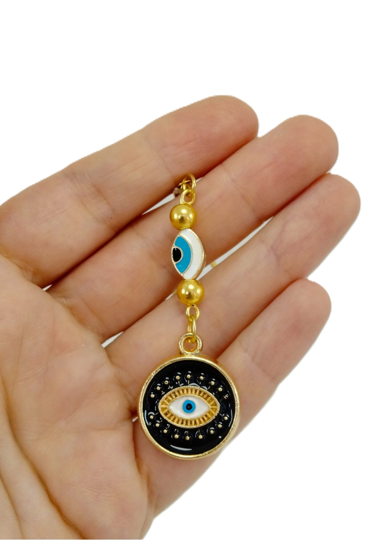 biuti Altın Kaplama Siyah Nazar Boncuğu Araba Dikiz Ayna Süsü Hediyelik Aksesuar Gold Renkli ...