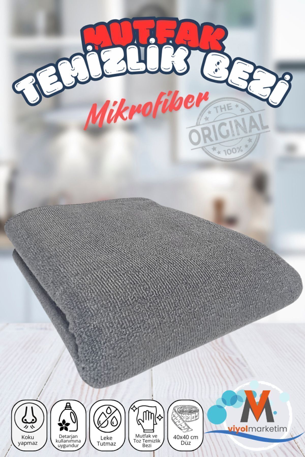 viyolmarketim (1 ADET) Mikrofiber Kadife Dokulu Mutfak Temizlik Bezi - 40x40 Cm, Leke Tutmaz Ve ...