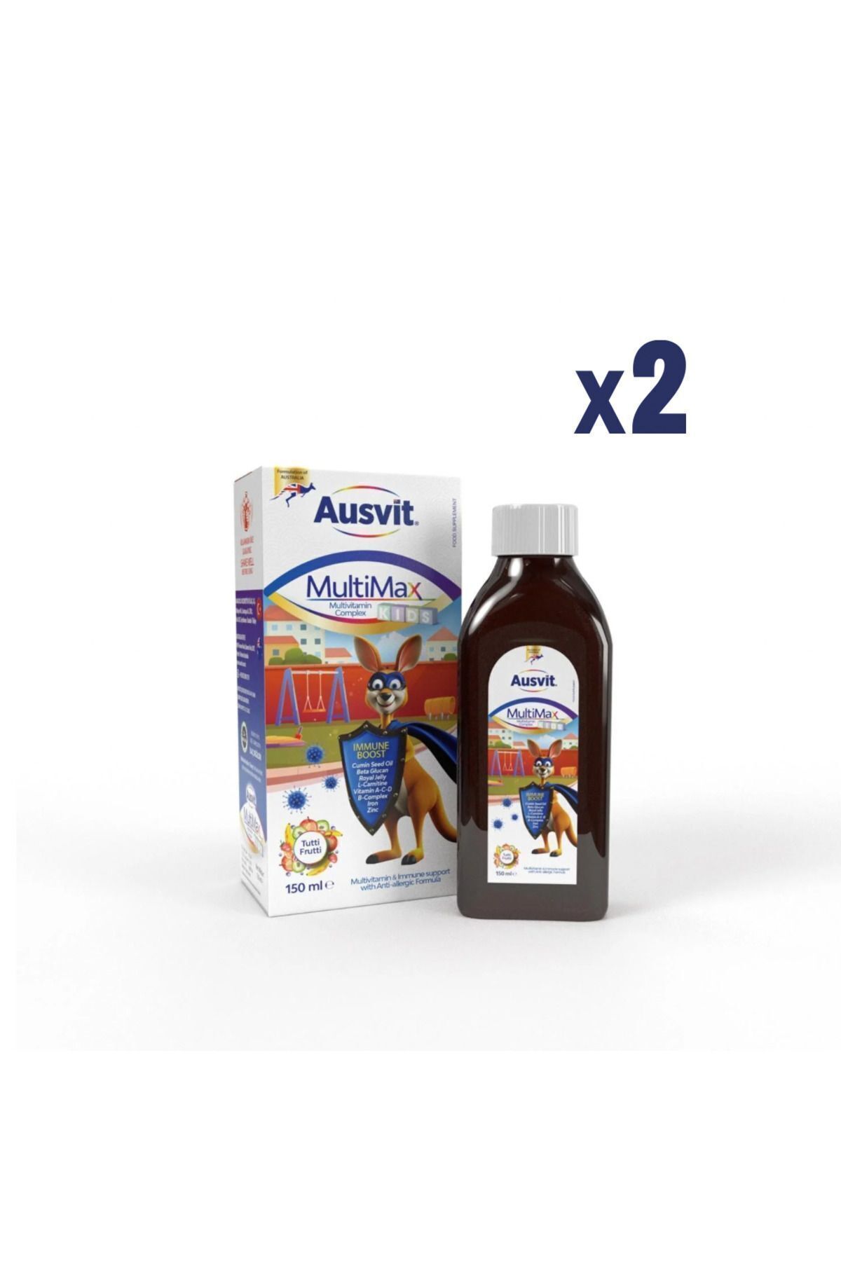 Ausvit Multimax Kids Çörekotu Yağı, Beta Glukan, Multivitamin ve Şurup ...