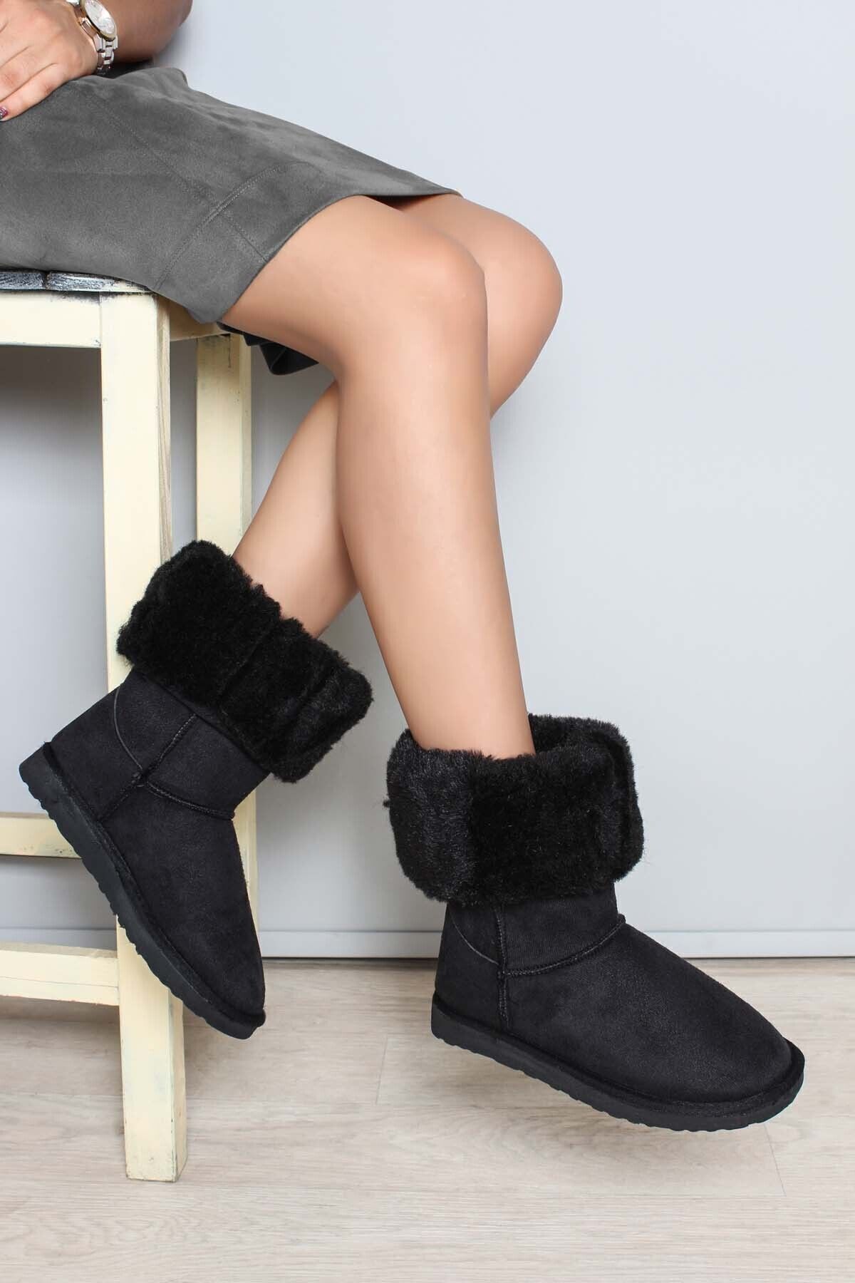 Fast Step Kadın Siyah Bot Uzun Boy Kışlık Içi Kürklü Ug Model Bot ...