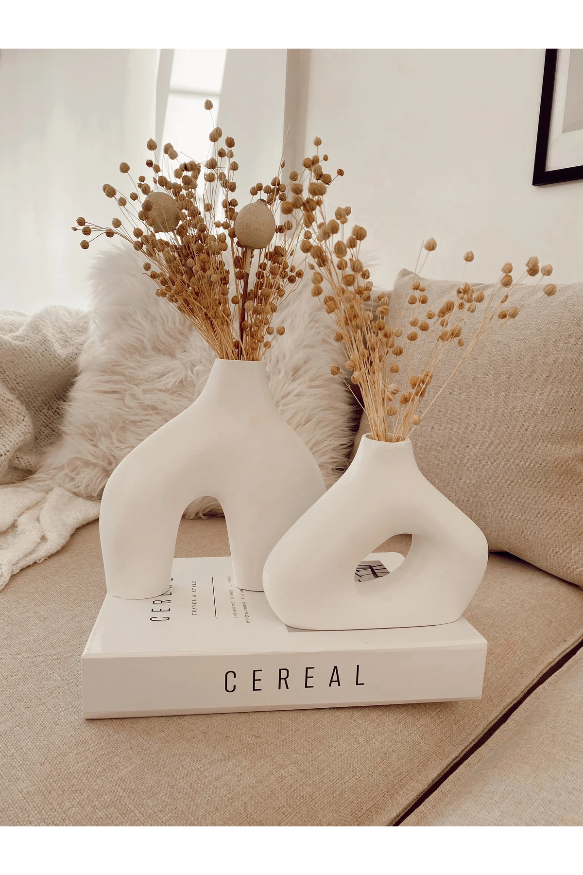 Bienohome Modern 2'li Seramik Vazo, Küçük ve Büyük Seramik Vazo Seti ...