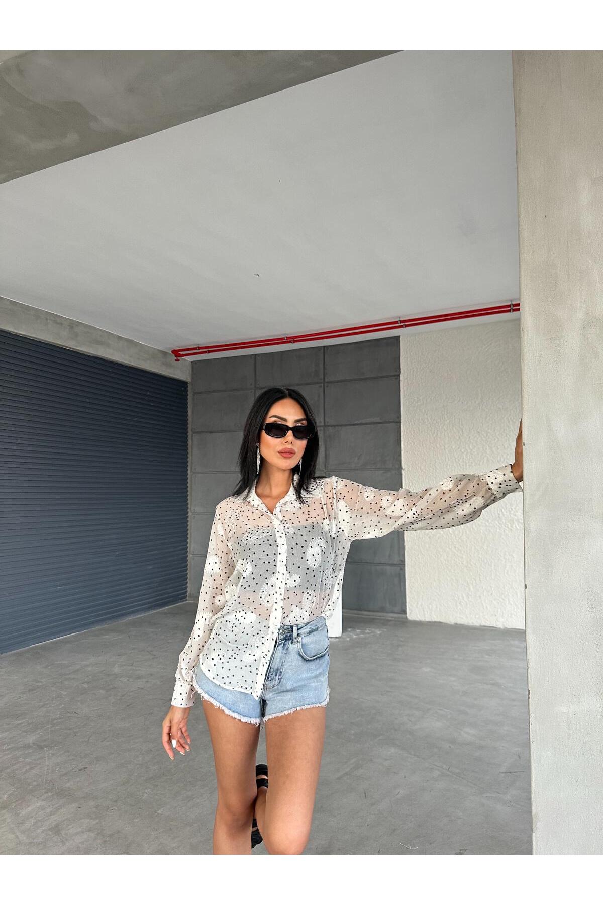 OYEM MODA ŞİFON PUANTİYELİ JAKARLI GÖMLEK Fiyatı, Yorumları - Trendyol