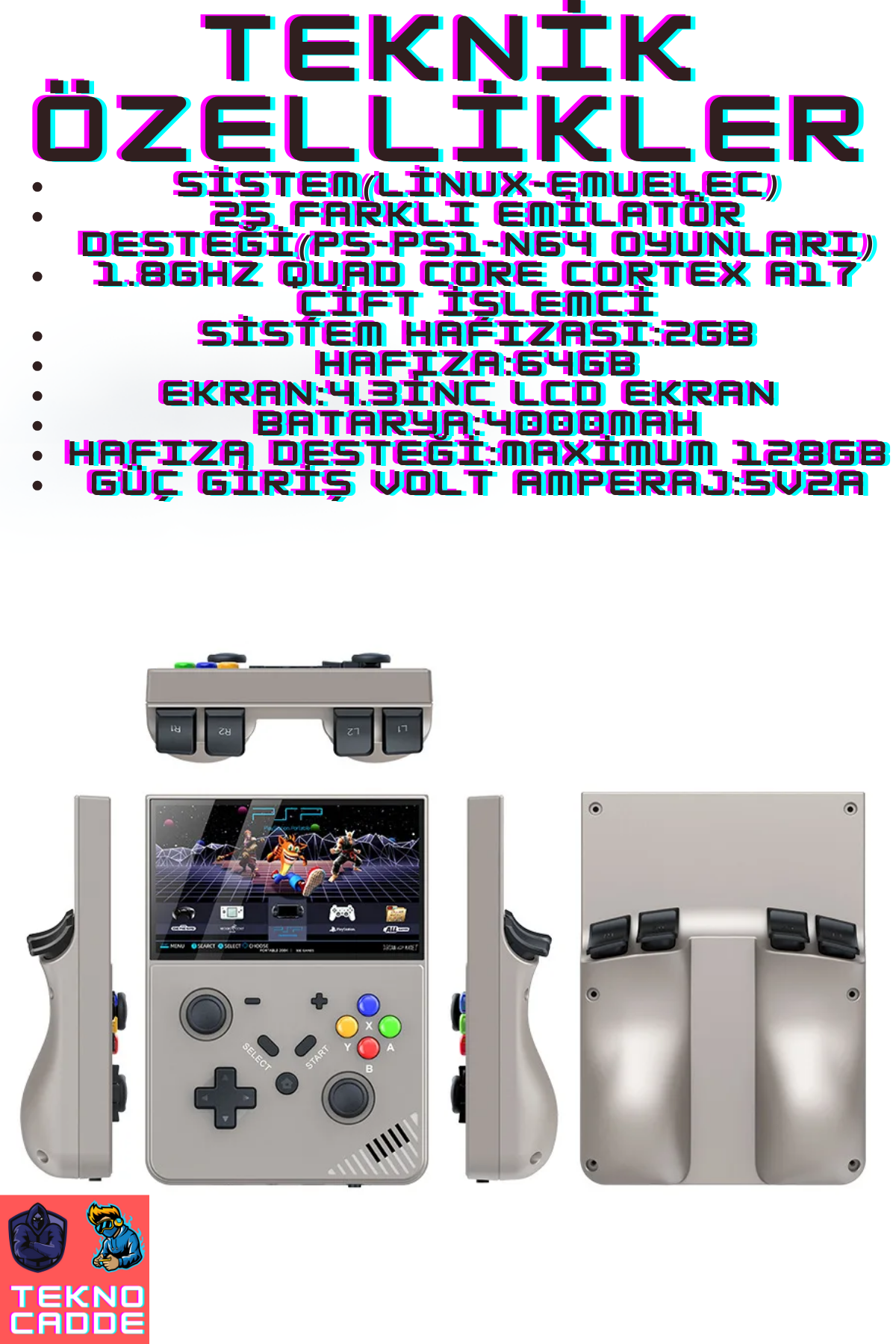 beboncool R43 PRO 4.3inç FULL HD Ekran 64GB HAFIZA 20000+ OYUN PSP/PS1 ...