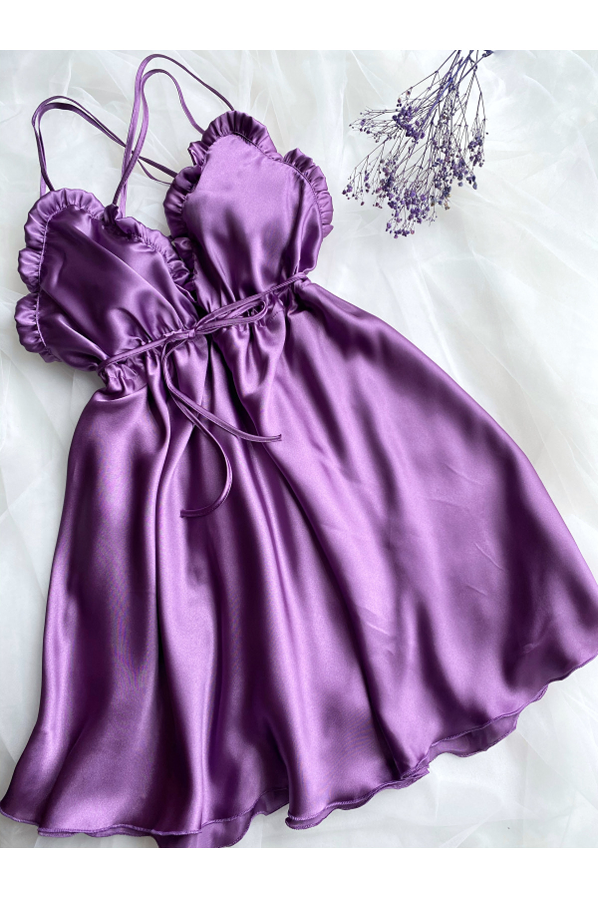 Gece İncisi Mor Saten Gecelik Fiyatı, Yorumları - Trendyol