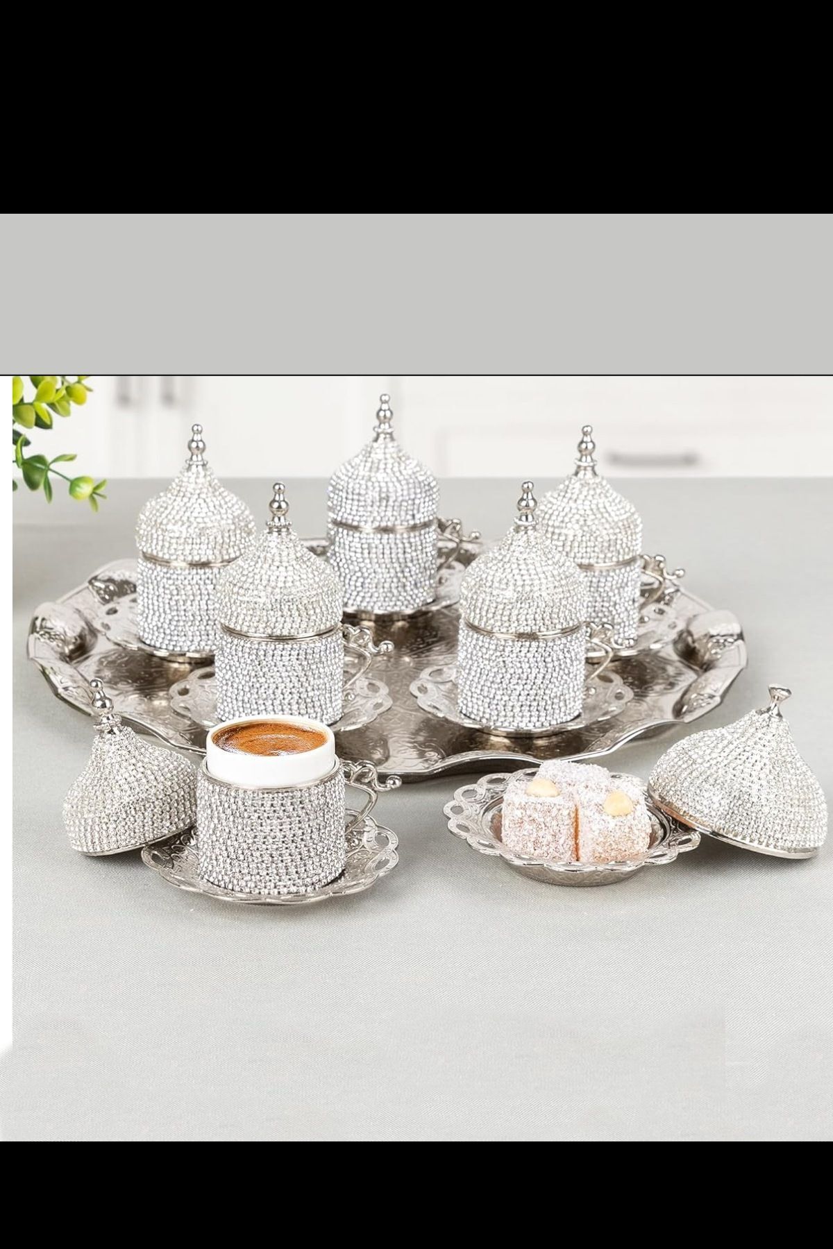bigiyin 6'Lı Kahve Fincan Seti Kristal Taşlı Kahve Fincanı Espresso Set ...