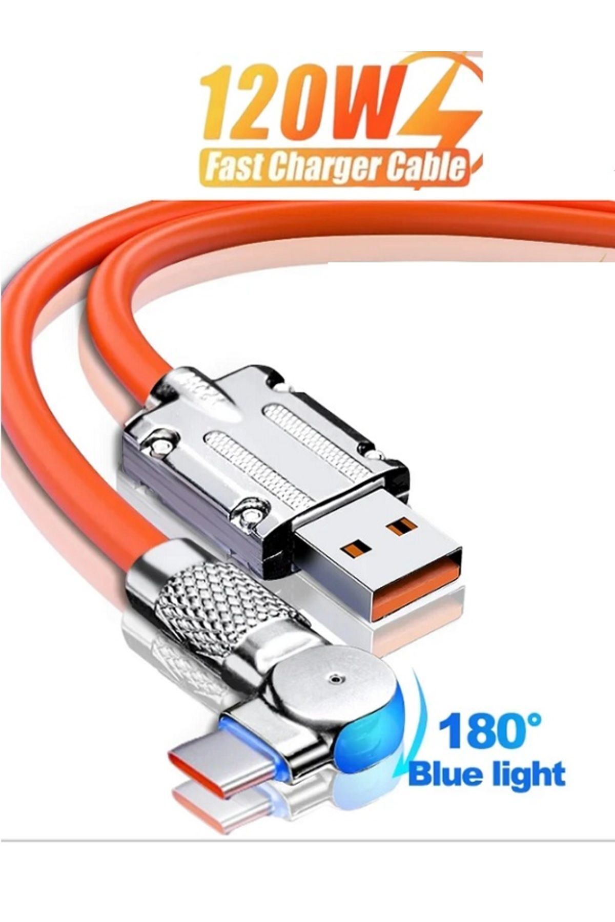 MOBİL GO Samsung Uyumlu 120w 6A Type-c Hızlı Şarj Kablosu Döner Başlık ...