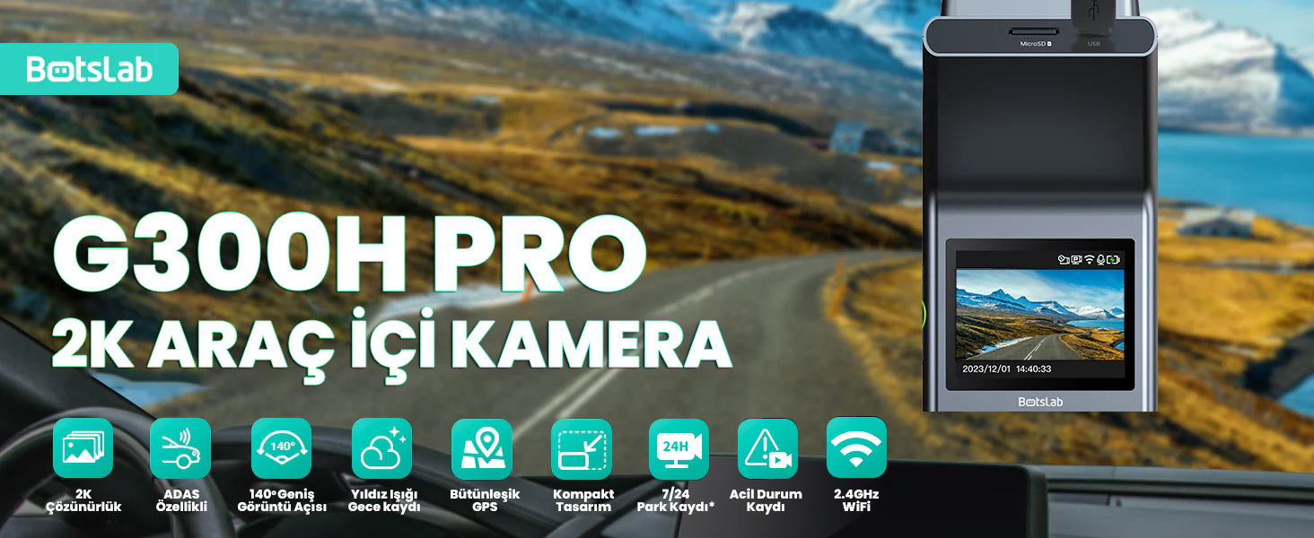 +360 360 G300h Pro 2k Qhd Adas Wifi Gps 140° Geniş Açı Gece Görüşlü ...