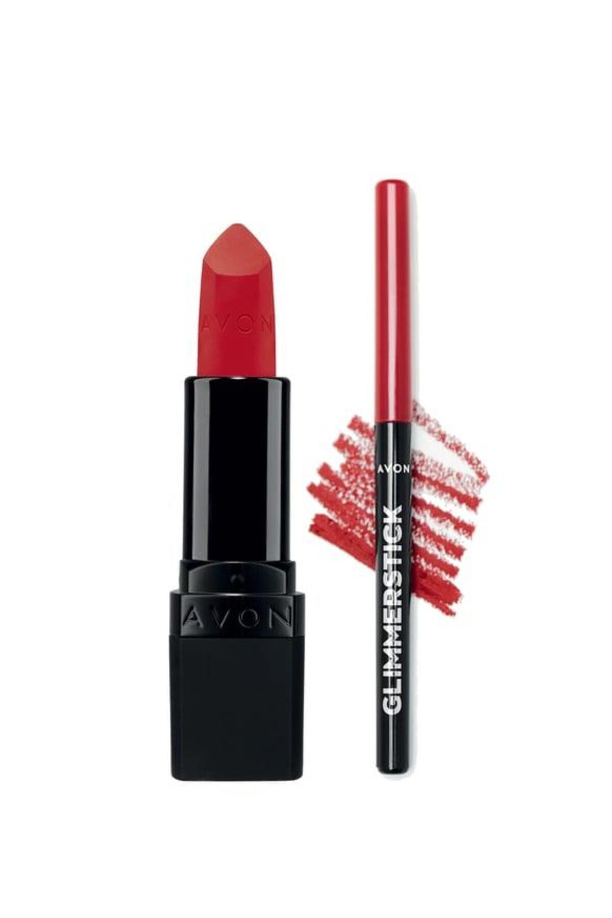 Avon Ultra Mat Ruj Truest Red Ve Glimmerstick Dudak Kalemi Ruby Shock ...