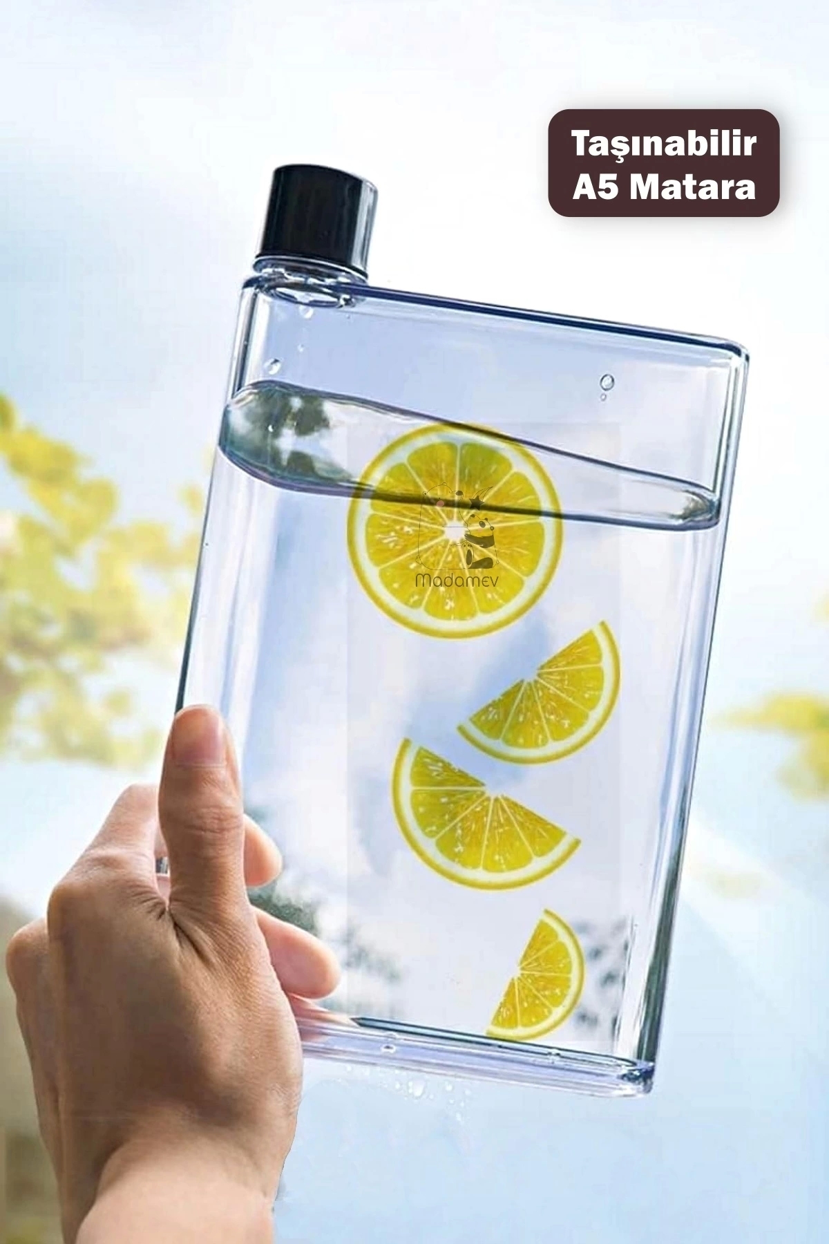 Madamev A5 Bottle Motivasyon Su Matarası Şeffaf Notebook Taşınabilir Sporcu Suluk Su Şişesi 350 ...