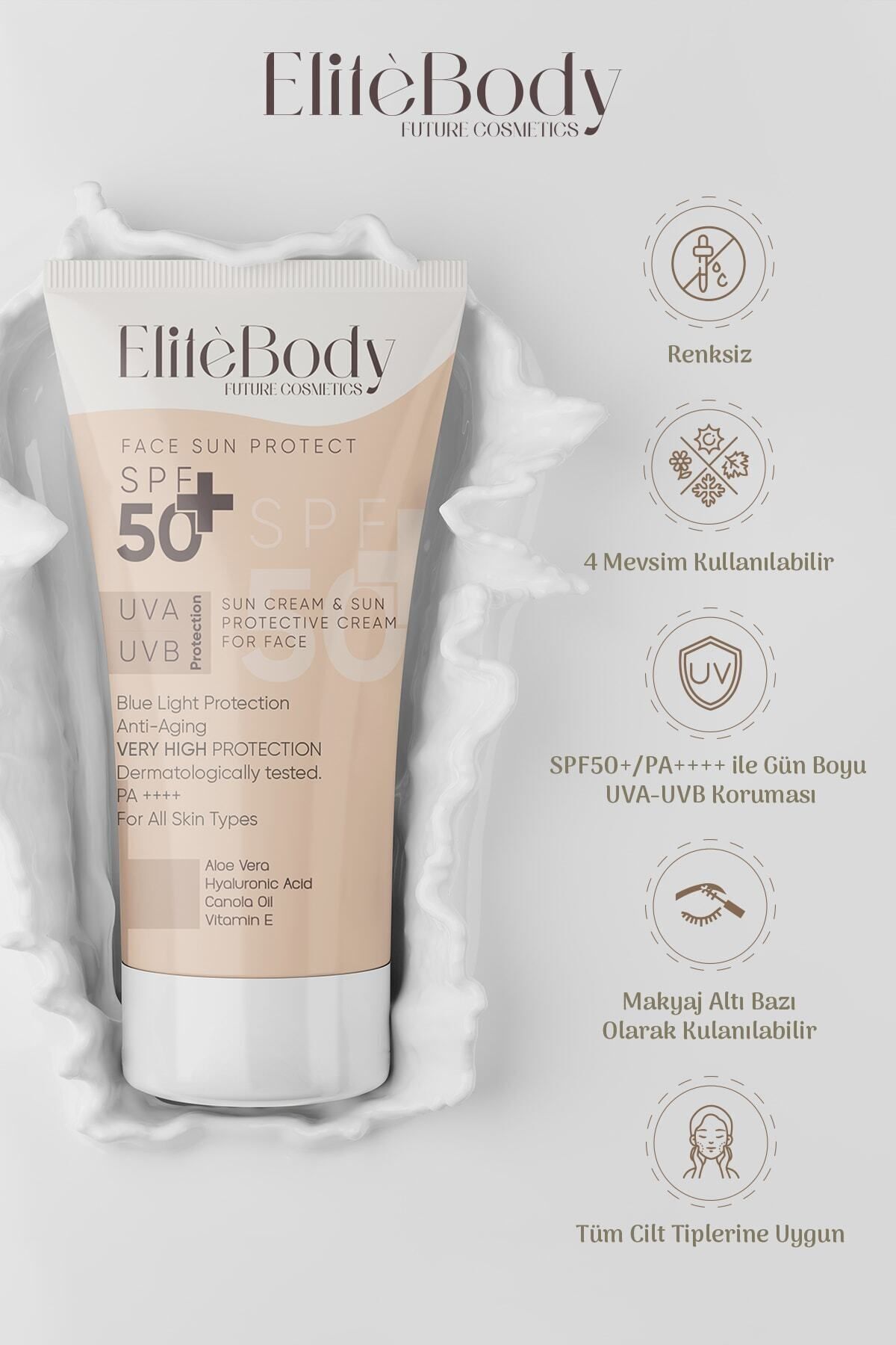 EliteBody Renksiz Yüz Güneş Kremi Spf 50+ Yüksek Koruma Fiyatı ...
