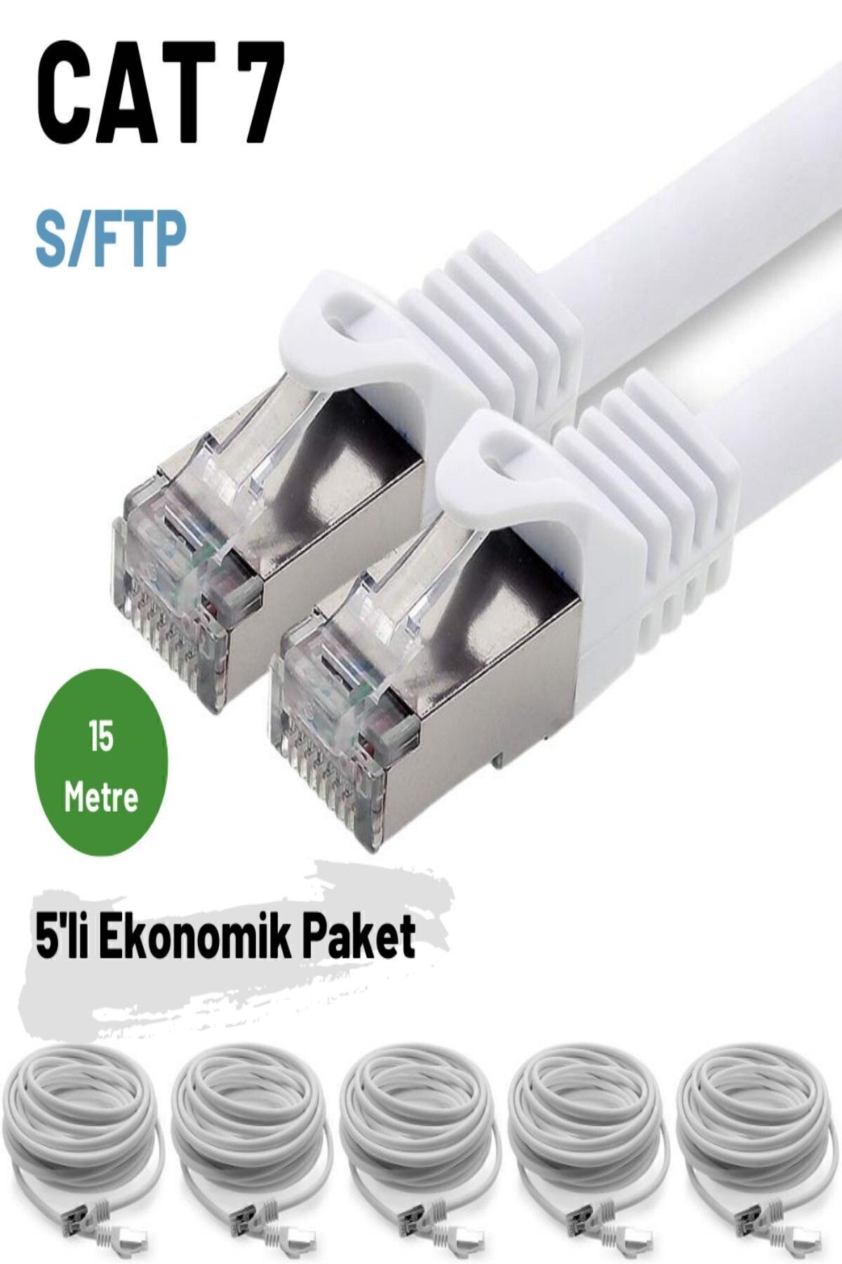 IRENIS 5 Adet Cat7 Kablo S/ftp Ethernet Network Lan Ağ Kablosu 15 Metre-beyaz Fiyatı, Yorumları ...