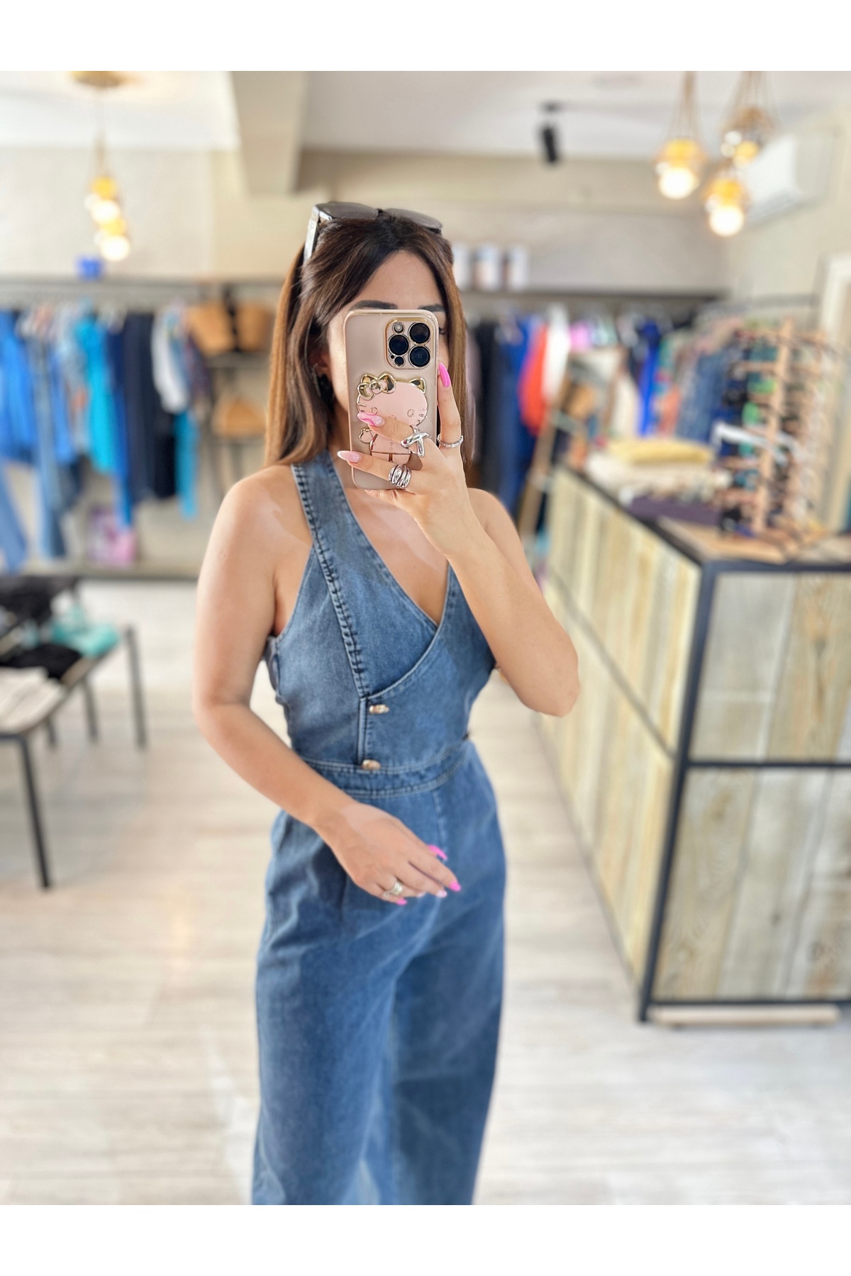 Style DAR KALIP Düğme Detaylı Kot Tulum DAR KALIP - Fiyatı, Yorumları