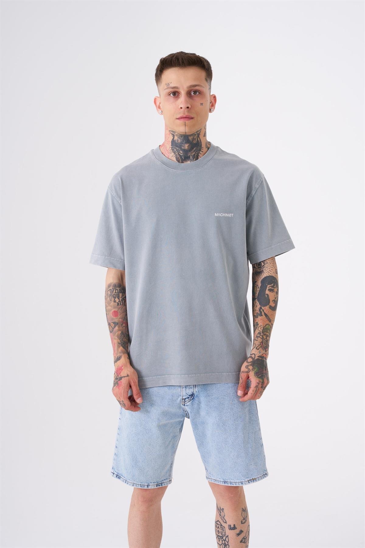 Machinist Erkek Basic Yıkamalı Relaxed Asit Gri Tişört Fiyatı, Yorumları - Trendyol