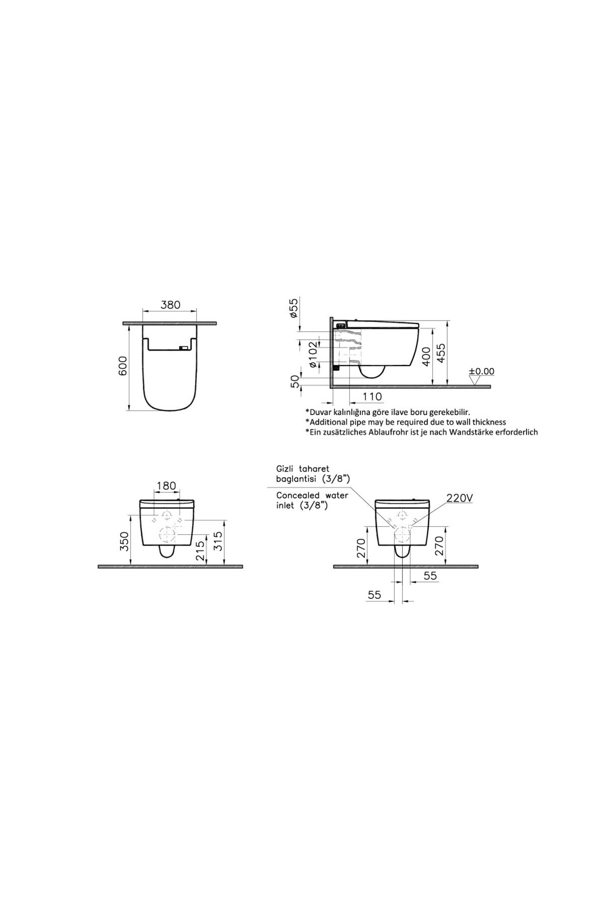 VitrA V-care Basic 5674b403-6193 Akıllı Klozet, Beyaz Fiyatı, Yorumları ...