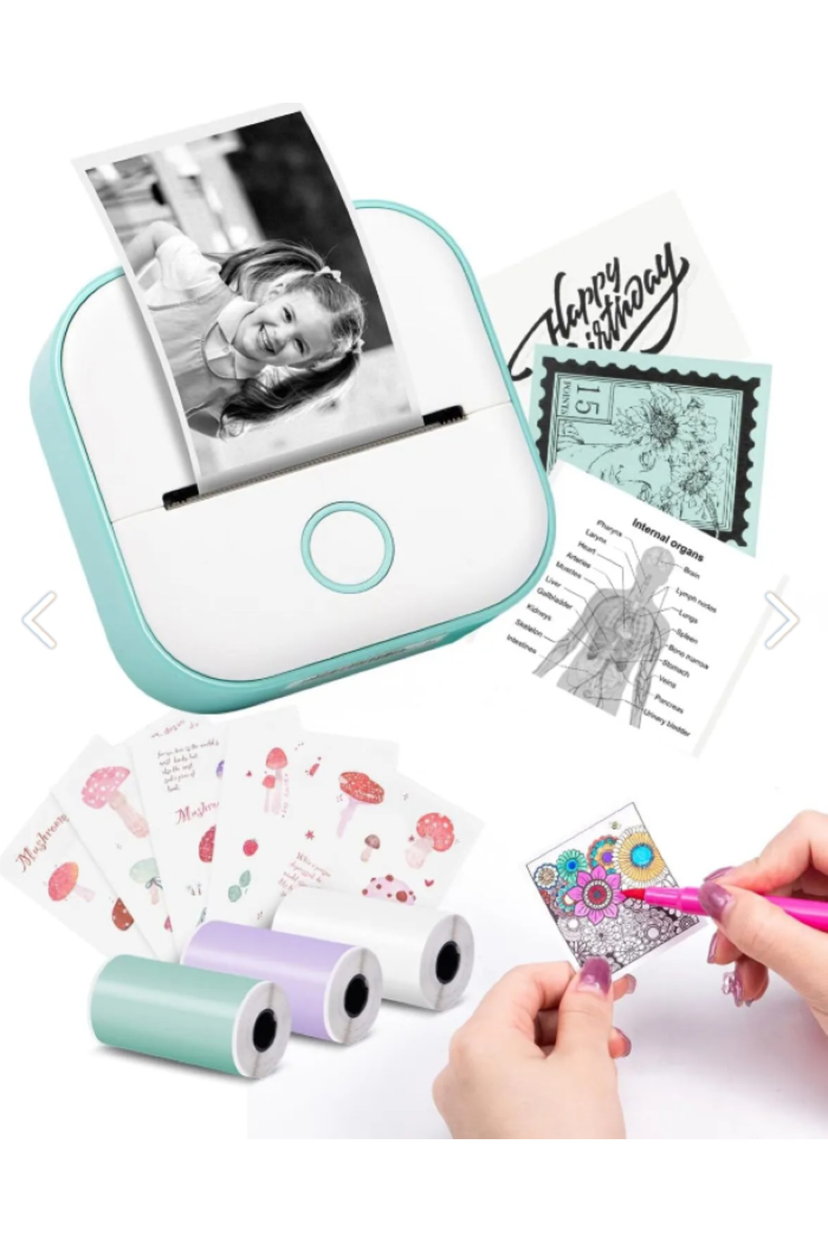 EdHa MÜREKKEP/TONER GEREKMEDEN, DİREKT TERMAL BASKI YAPAN MİNİ YAZICI ...