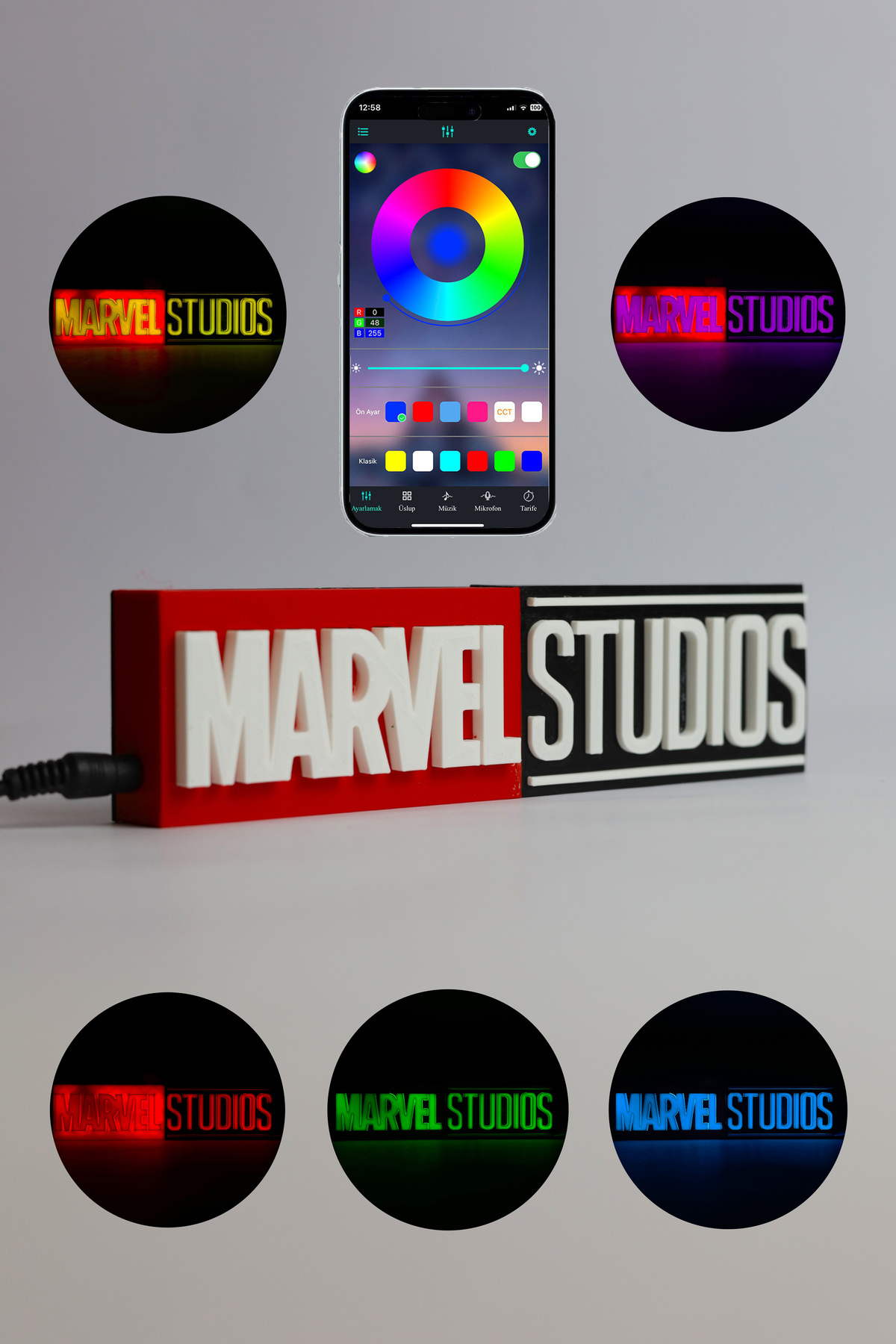 domini Marvel Studios - RGB Led Işıklı 3 Boyutlu Tabela - 20cm x 5cm x ...