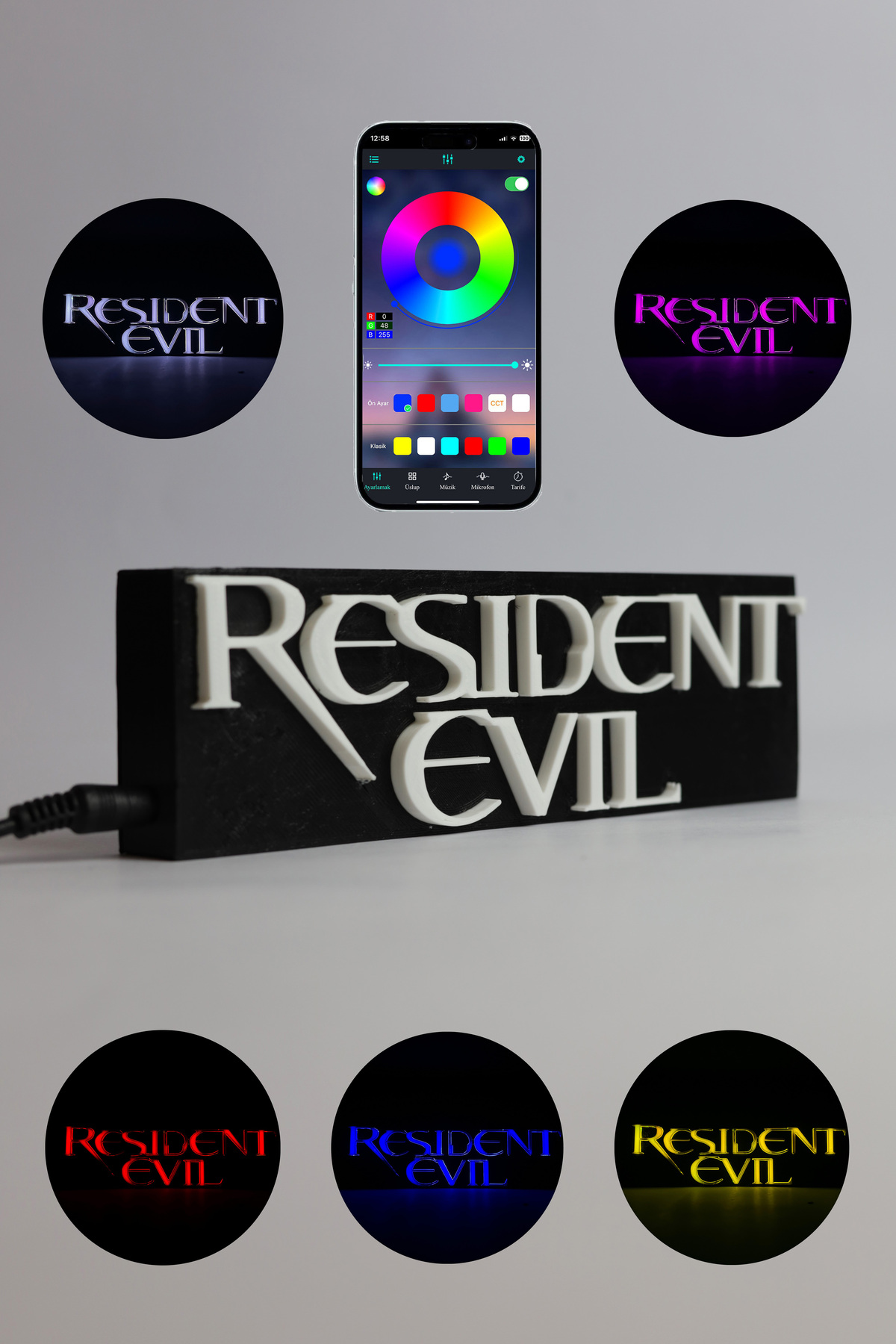 domini Resident Evil - RGB Led Işıklı 3 Boyutlu Tabela - 20cm x 6cm x ...