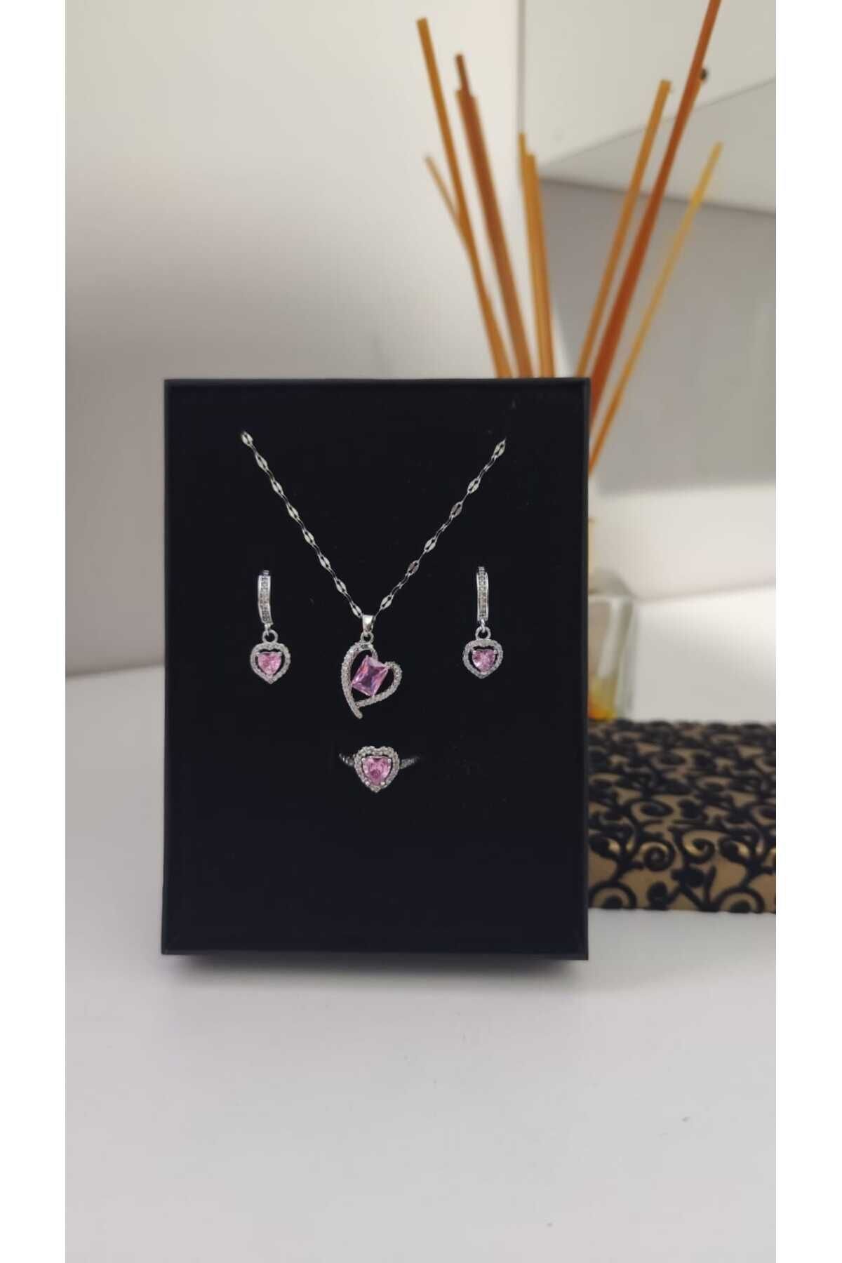 JUPİTER HOME Takı Kutusunda Çelik Pandora,s Yüzük Küpe Ve Kolye Setti ...