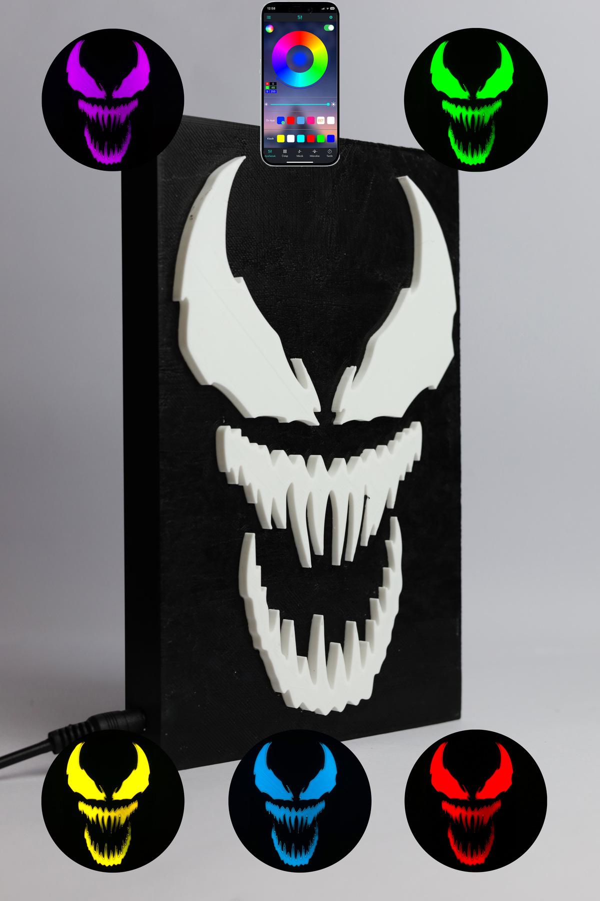 domini Venom - RGB Led Işıklı 3 Boyutlu Tabela - 13cm x 20cm x 2cm ...