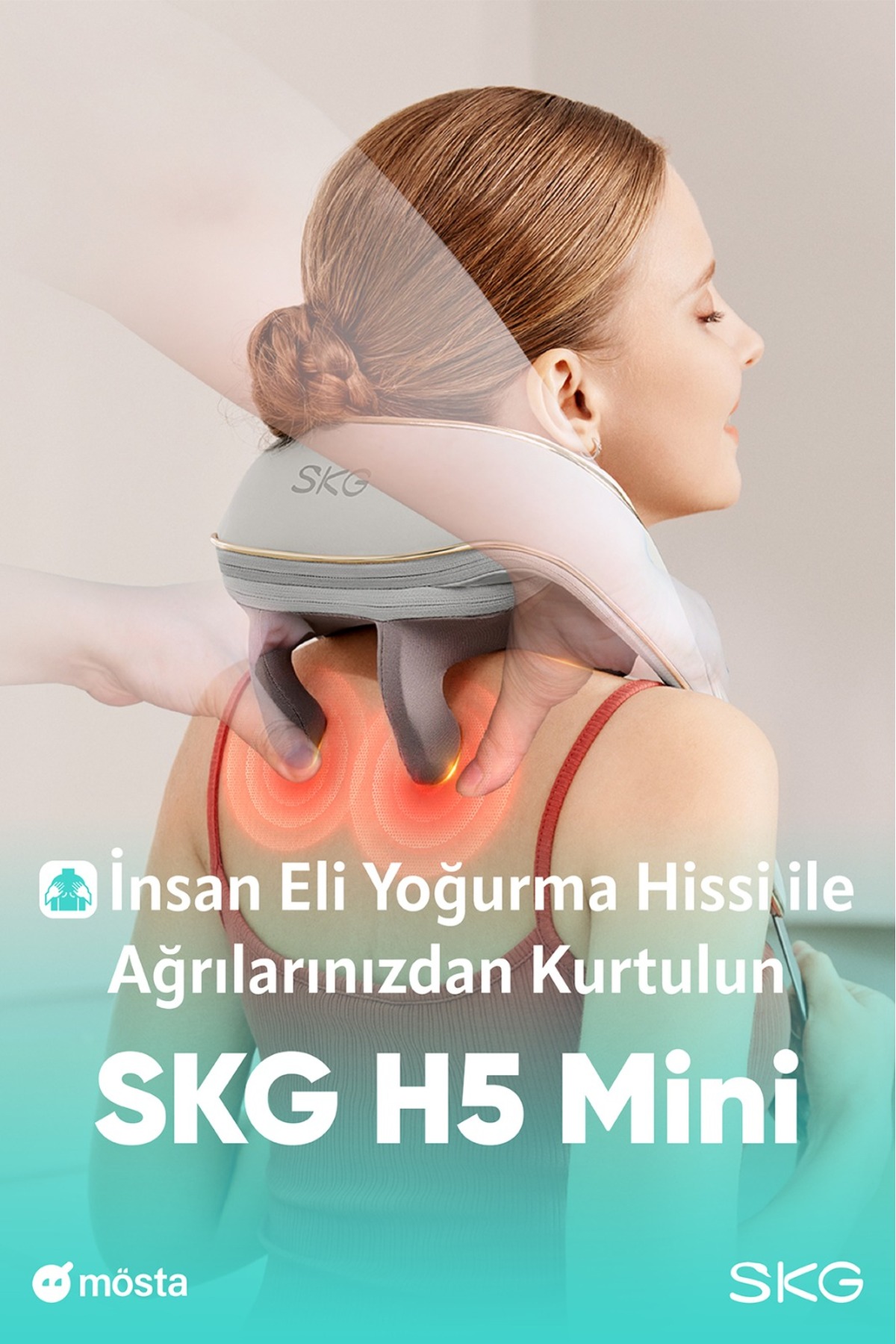 SKG H5 Mini Taşınabilir Omuz ve Boyun Masaj Aleti, 6D Shiatsu Masaj Terapisi, Termoterapi ...