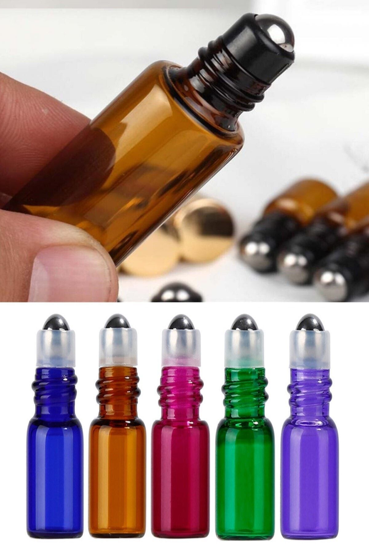 Ax Axentia 5 Adet 30 Ml Amber Roll On Cam Şişe Asorti Karışık Renk ...