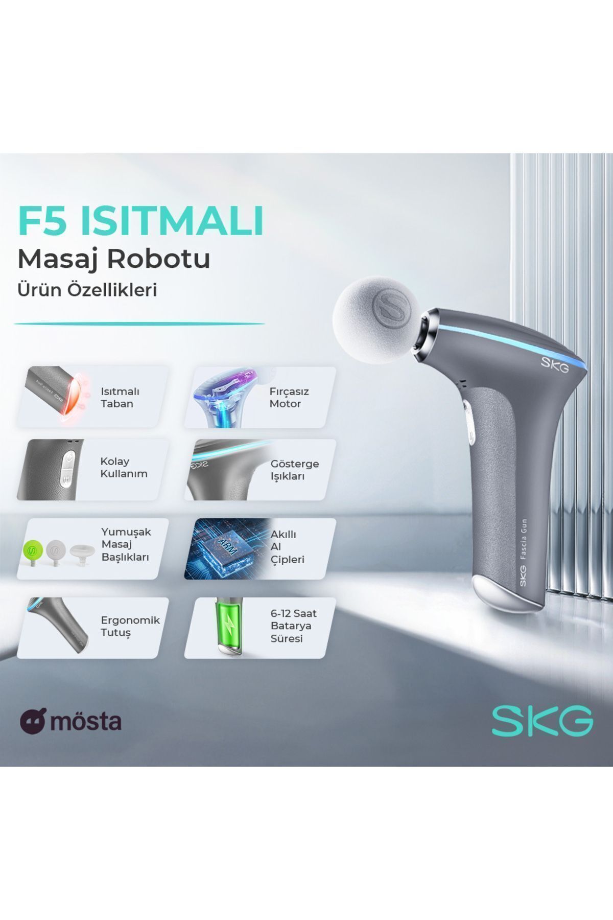 SKG F5 Isı Fonksiyonlu Termoterapi Masaj Tabancası, Boyun Omuz Sırt Vücut Derin Doku Fiyatı ...