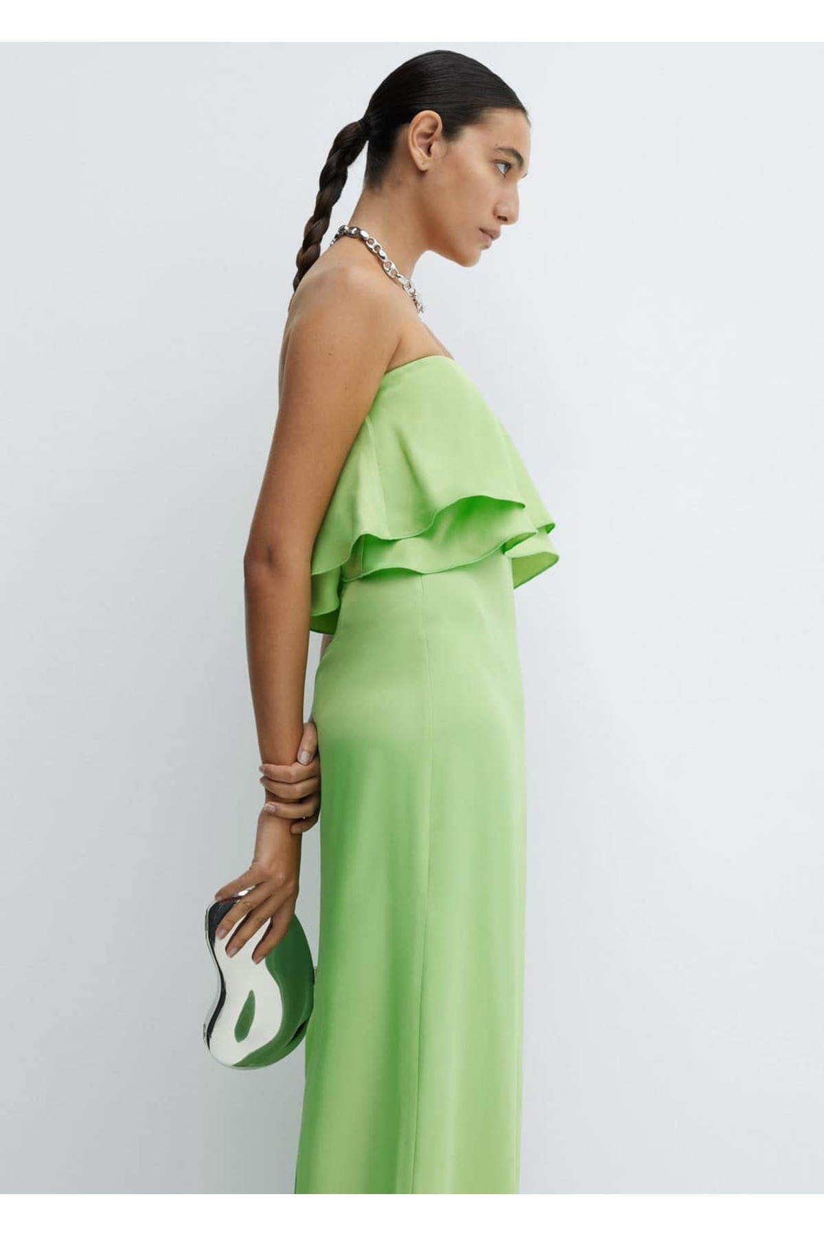 MANGO Volanlı straplez elbise - Fiyatı, Yorumları