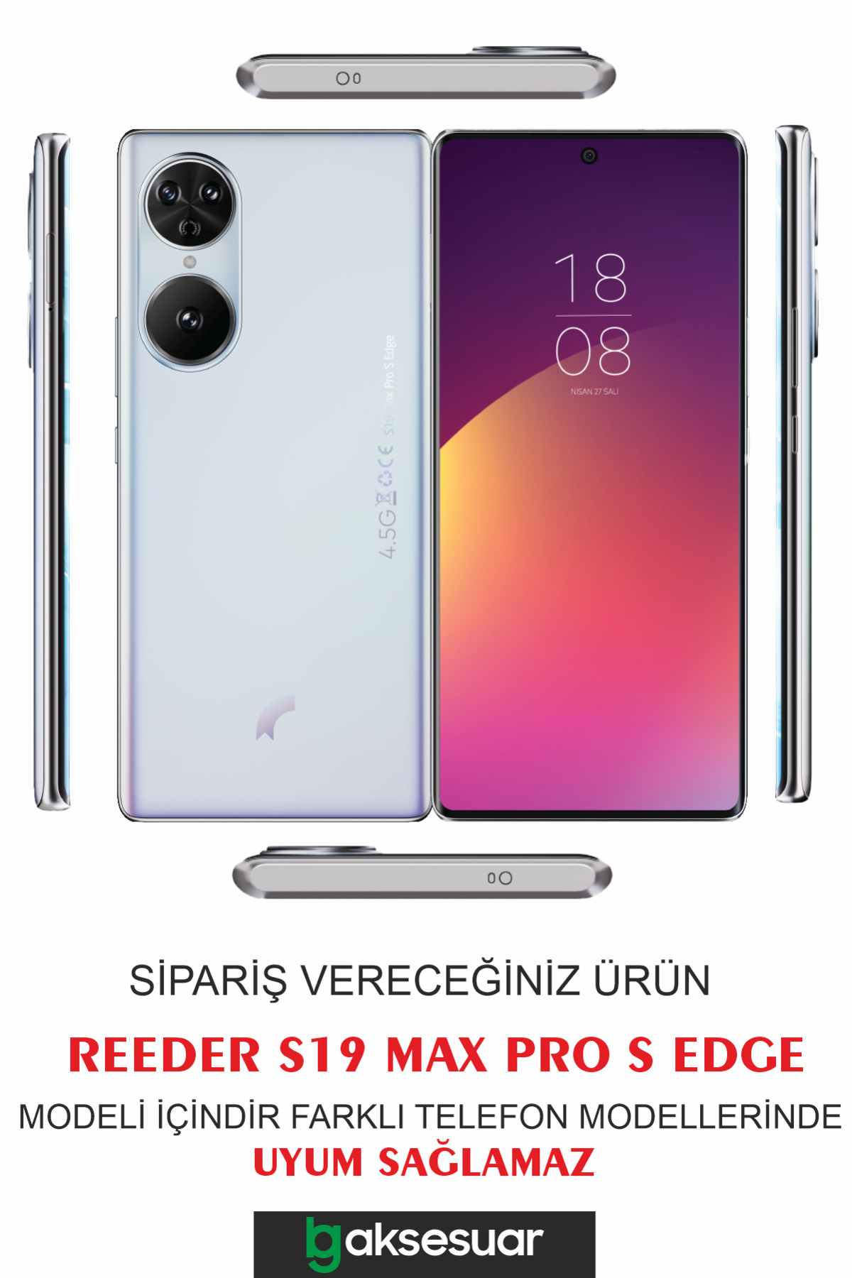 Reeder S19 Max Pro S EDGE Baskılı ve Kamera Korumalı A++ Kalite Silikon ...