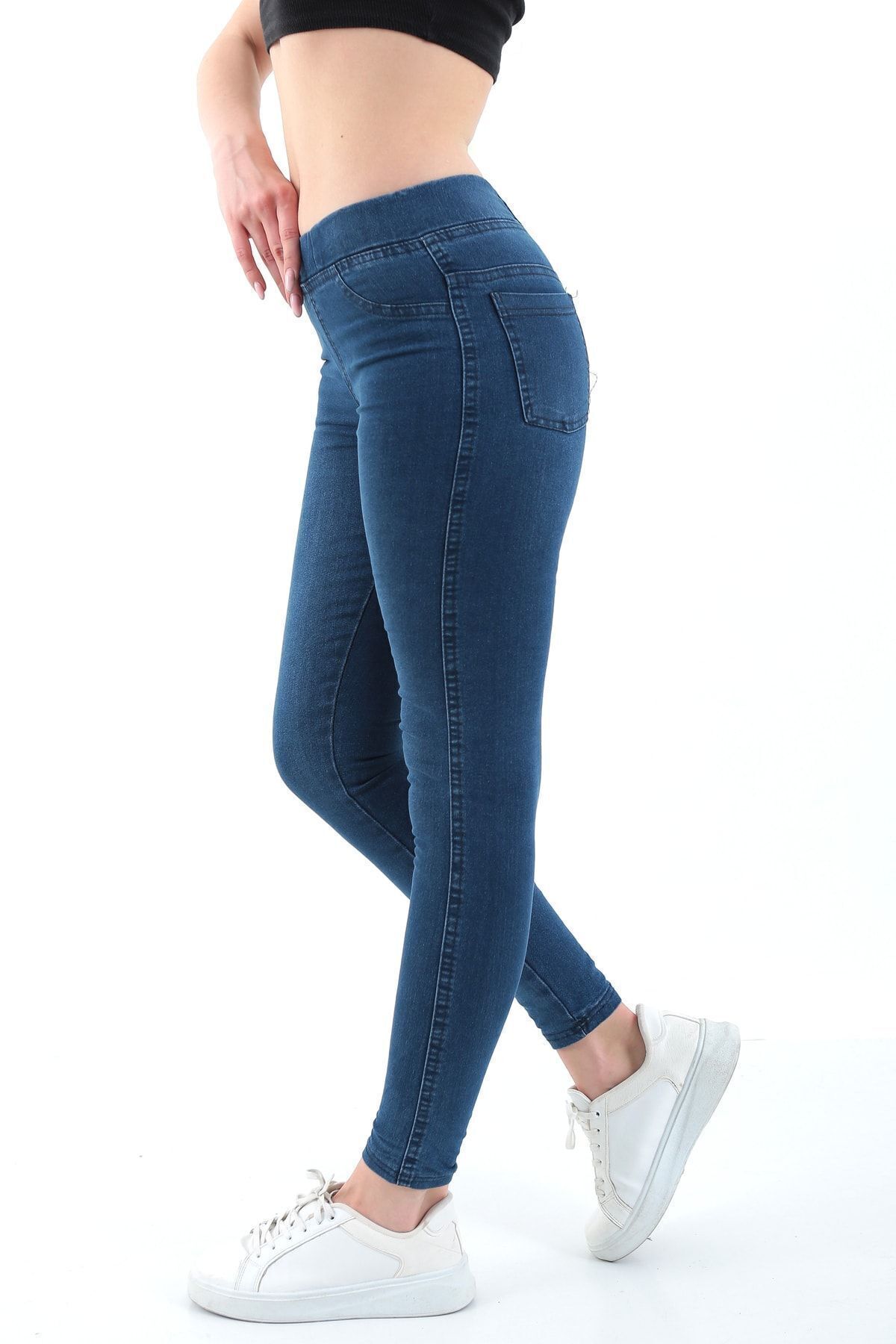 KonForYou Yüksek Bel Kot Görünümlü Likralı Kadın Tayt - Fiyatı, Yorumları